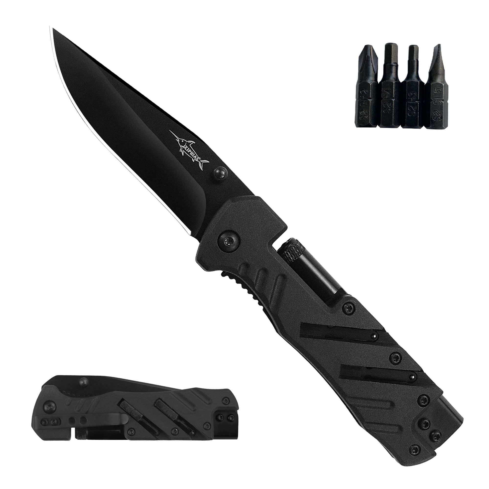 Multitool Folding Pocket Knife with Flashlight and Screwdrivers XBJ2202 ...