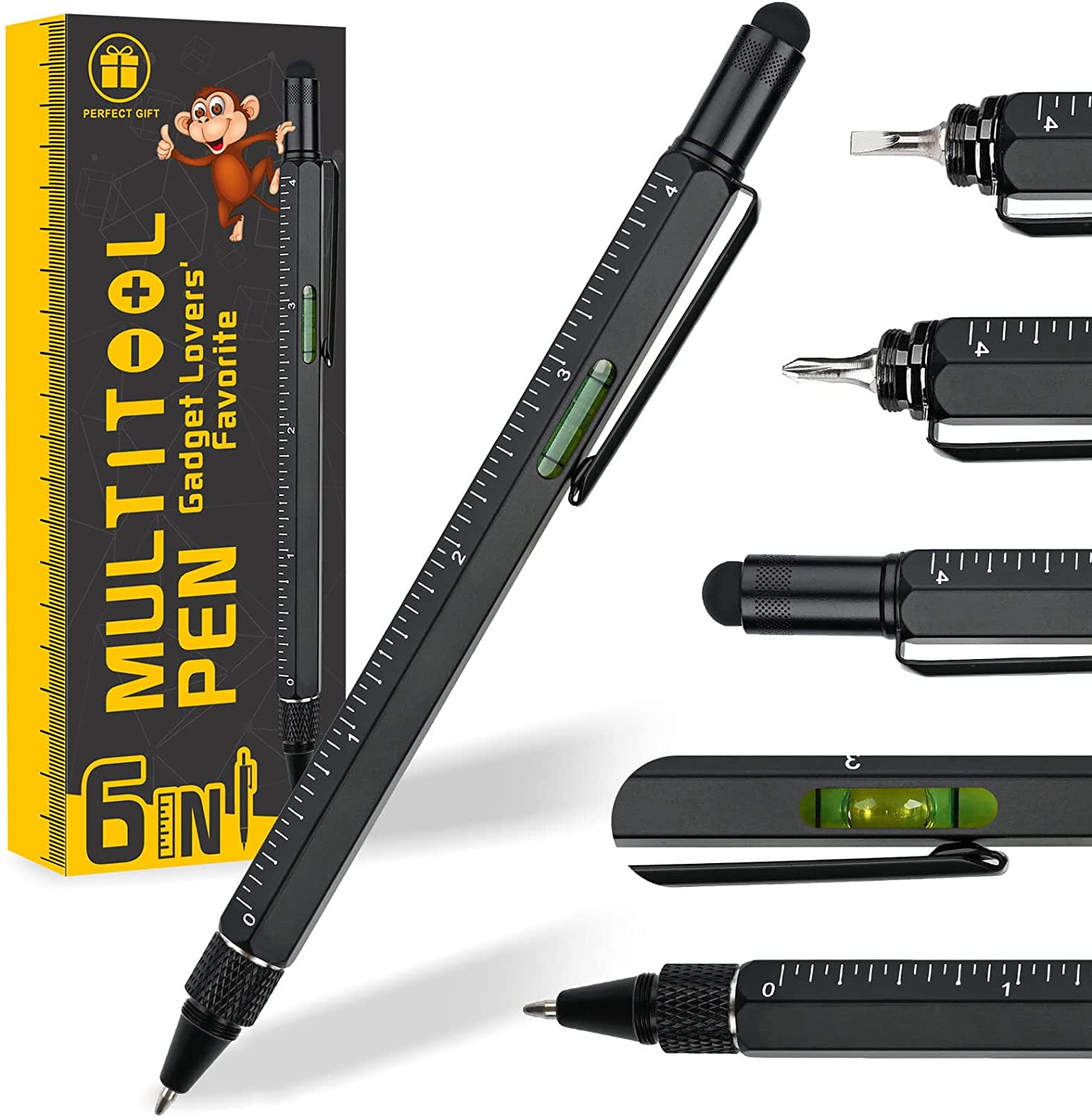 6-in-1 Multitool Pen - Stylus, Ruler, Level, Screwdriver - Novelty ...