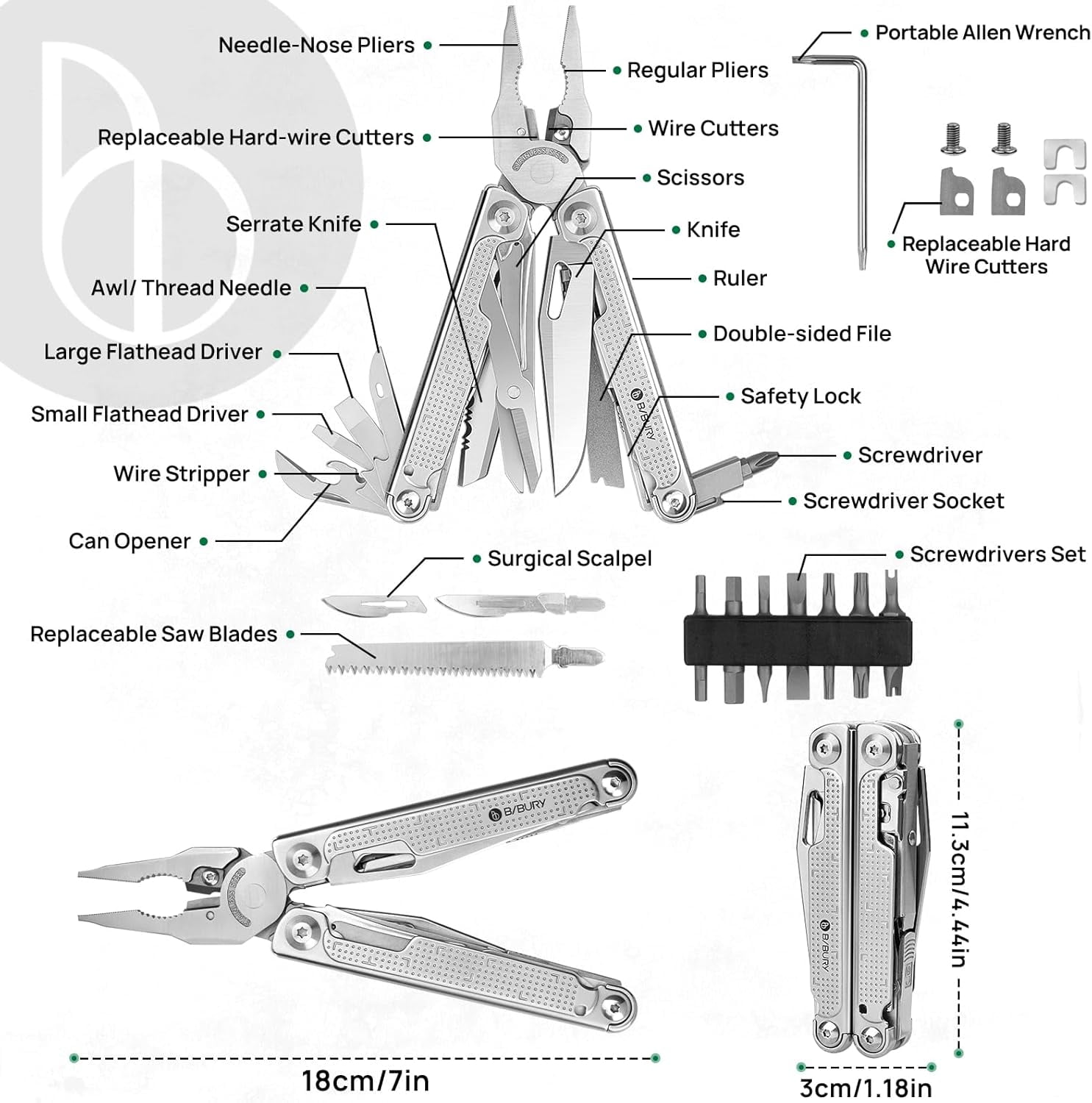 Multitools Pliers Pro BI2049, Foldable Multi Tool with Saw Blade, Wire ...
