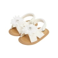 GYRATEDREAM Baby Toddler Infant Girls PU Leather Soft Sole Summer Sandals Flower Princess Flat ...