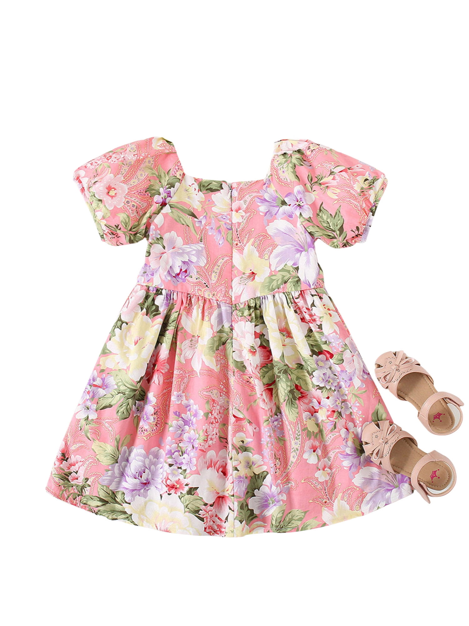 Multitrust Girl’s Puff Sleeve Fashion Flower Square Collar Princess ...