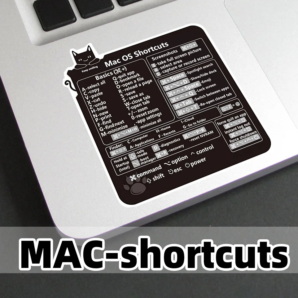 Multitudinous Quick Reference Keyboard Shortcut Stickers for Apple ...