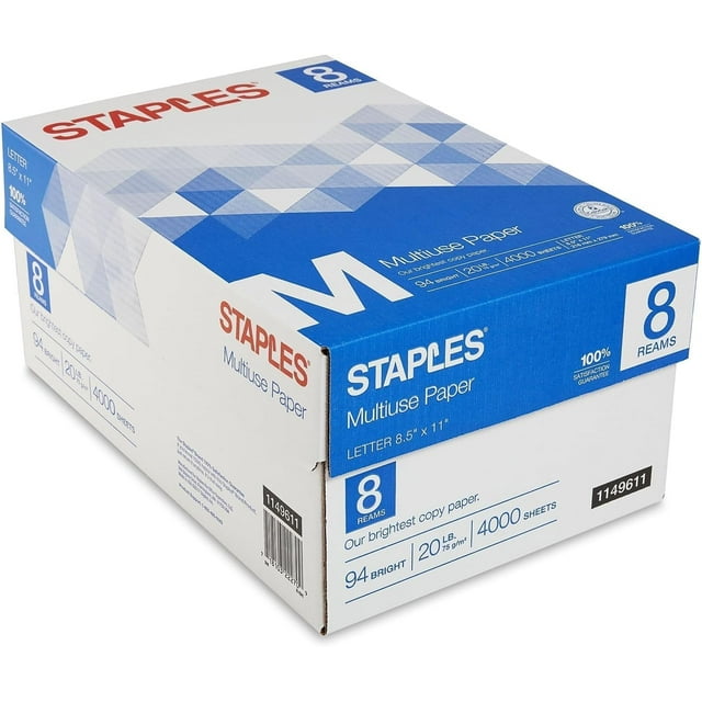 Multiuse Copy Paper, 8 1/2" x 11" Letter Size, Fax Inkjet & Laser ...