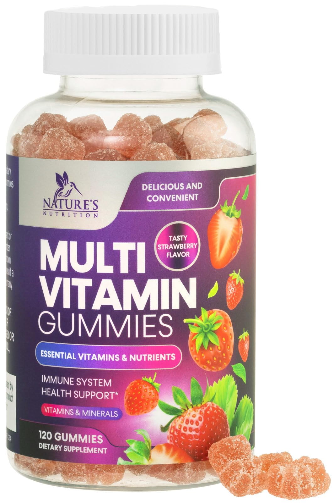Vegan Multivitamin Gummies for Adults, Immune Support with Vitamins A ...