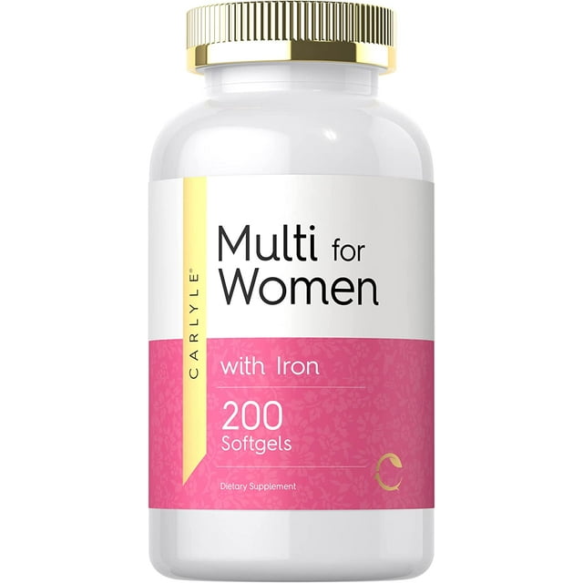 Carlyle Women's Daily Multivitamin Supplement with Iron | 200 Softgel ...