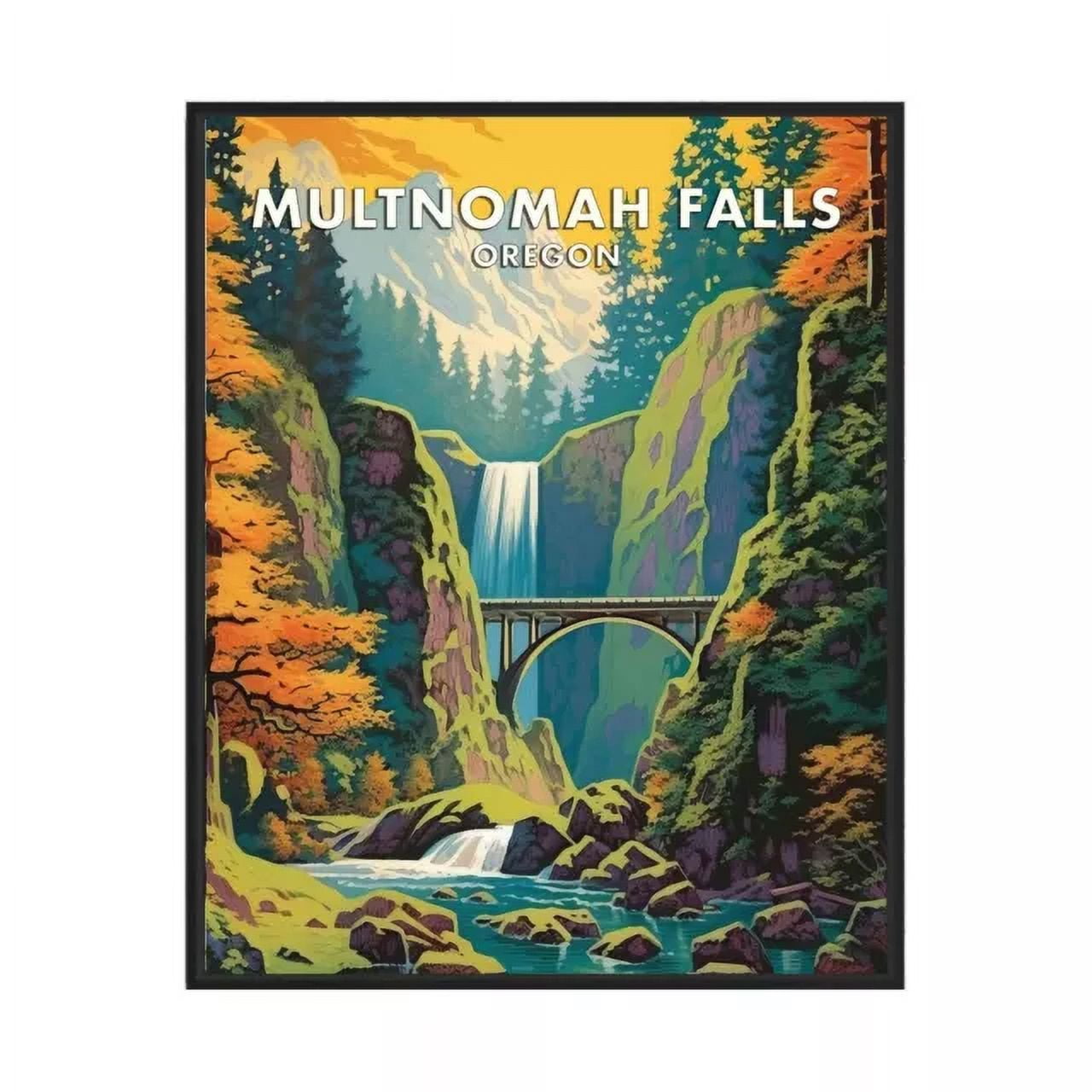 Multnomah Falls Oregon Bridges Photo Art Print Poster Wall Art Painting ...