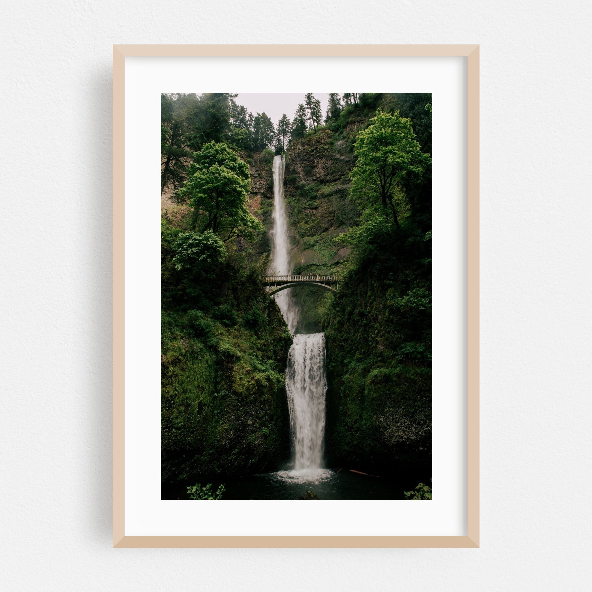 Multnomah Falls - Oregon Photography Oak Framed Wall Art Print 12 x 18 ...