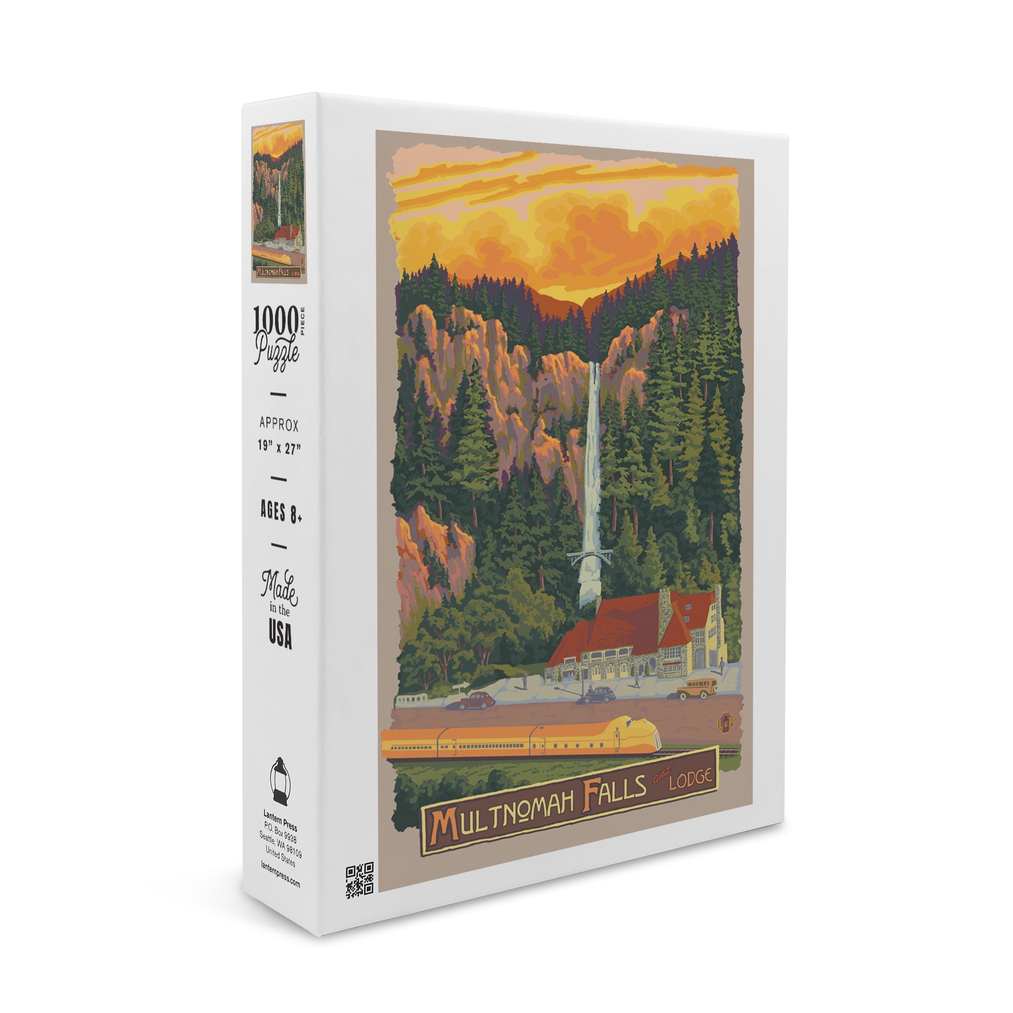 Multnomah Falls, Oregon, Sunset Scene with Train (1000 Piece Puzzle ...
