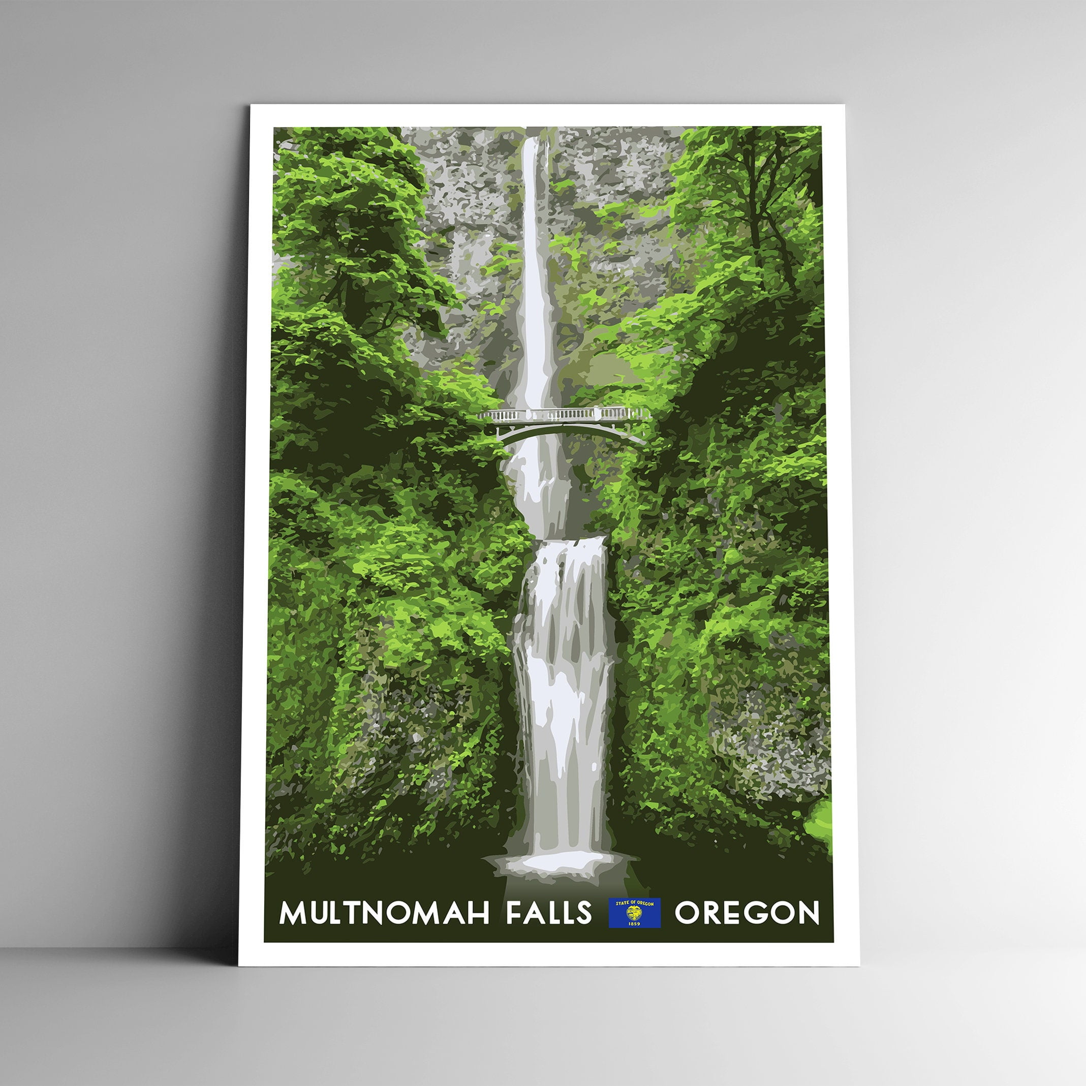 Multnomah Falls, Oregon Vintage Travel Poster / Postcard WPA Style ...