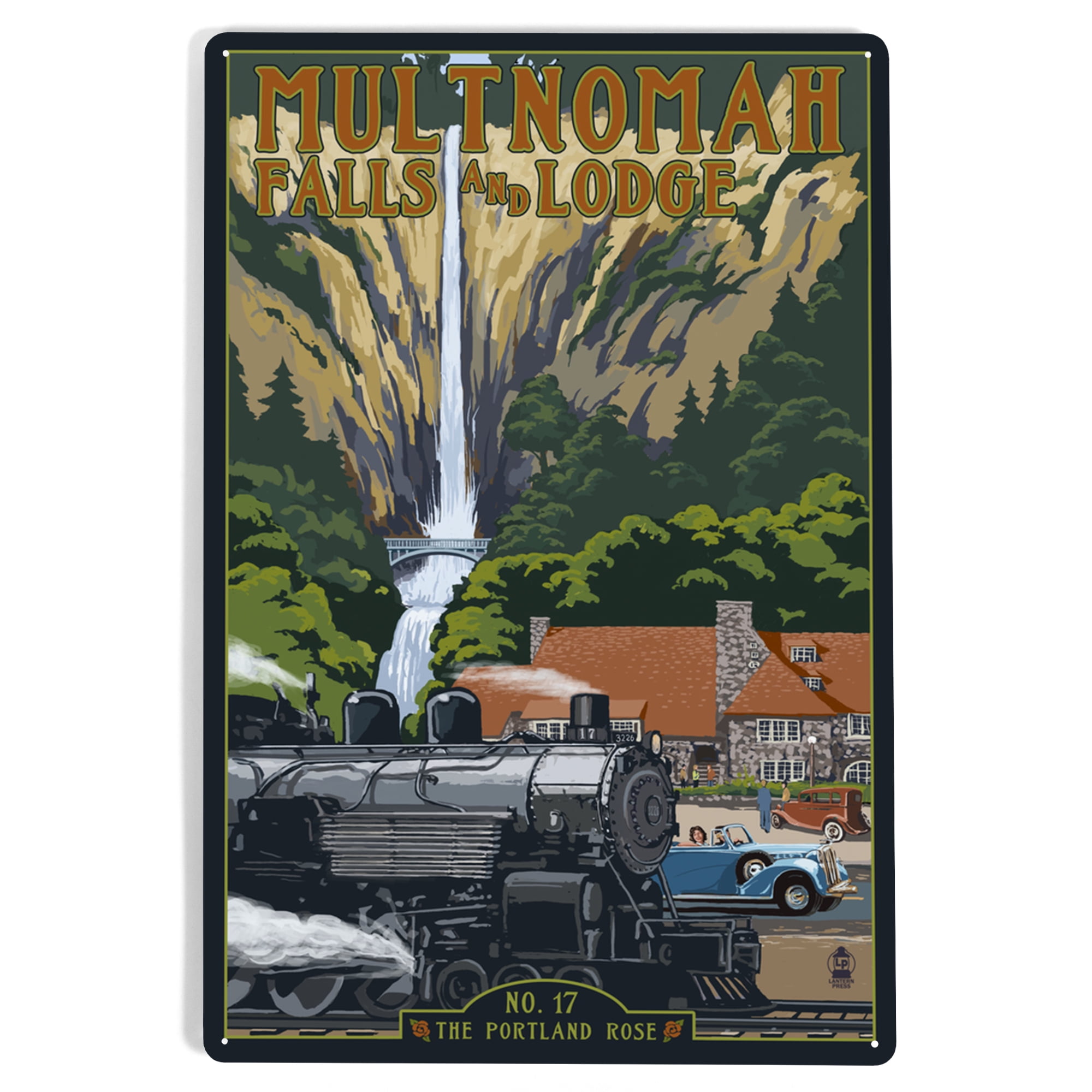 Multnomah Falls, Train and Cars (12x18 Aluminum Art, Indoor Outdoor ...