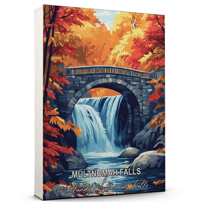 Multnomah Falls Travel Canvas Wall Art – Portland Multnomah Falls ...