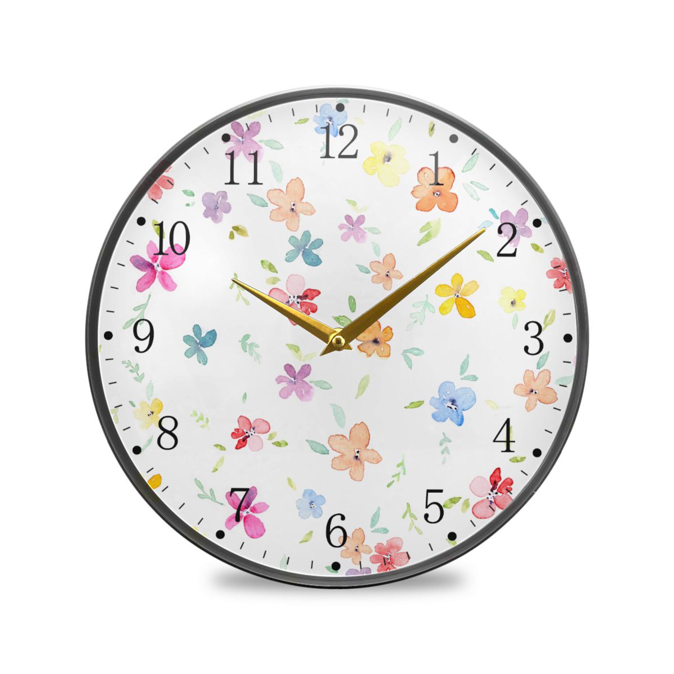 Multticolor Daisies Acrylic Wall Clocks Quiet Round Clock Battery ...