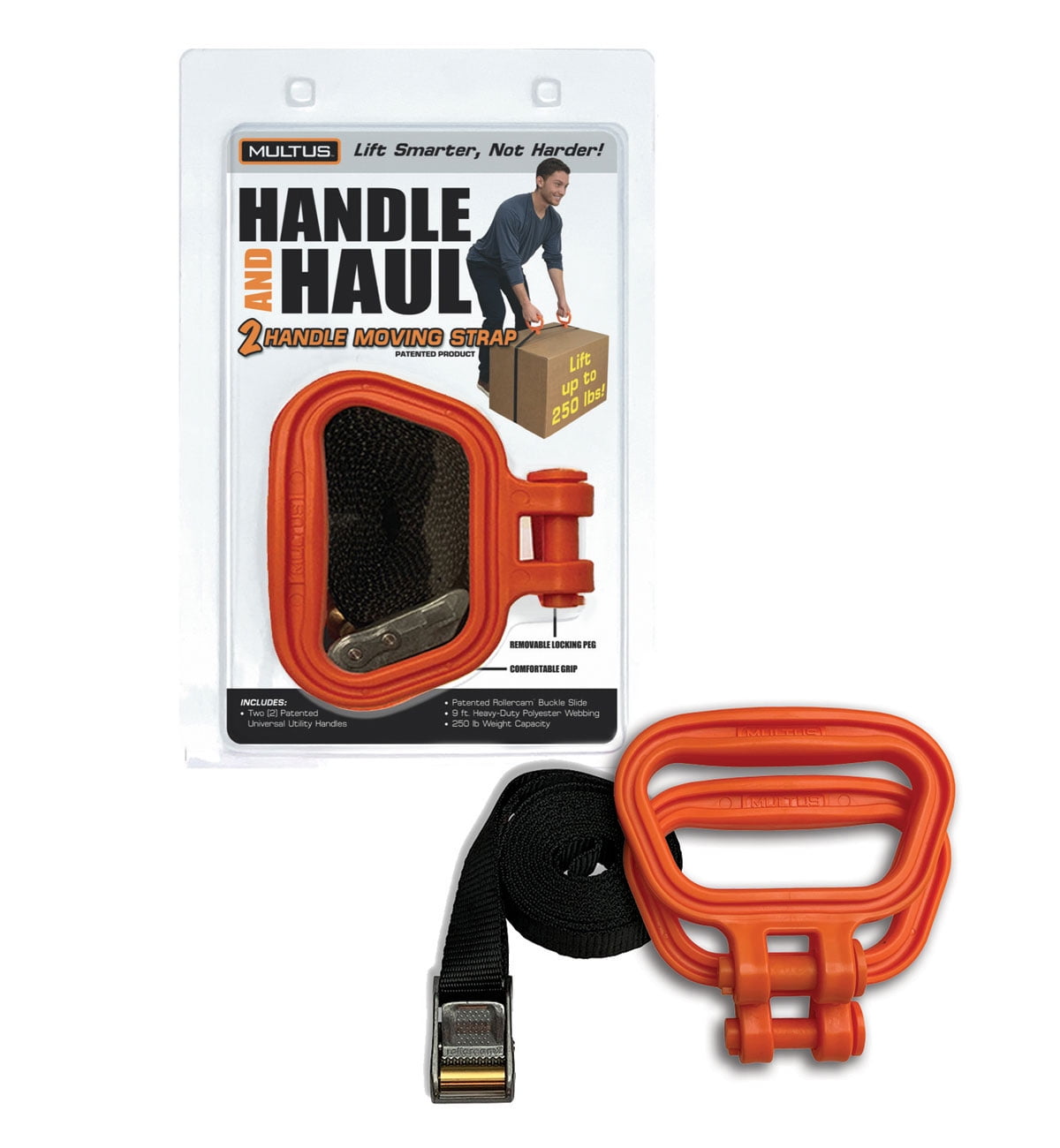 Multus Handle and Haul 2 Handle Moving Strap - Orange - Walmart.com