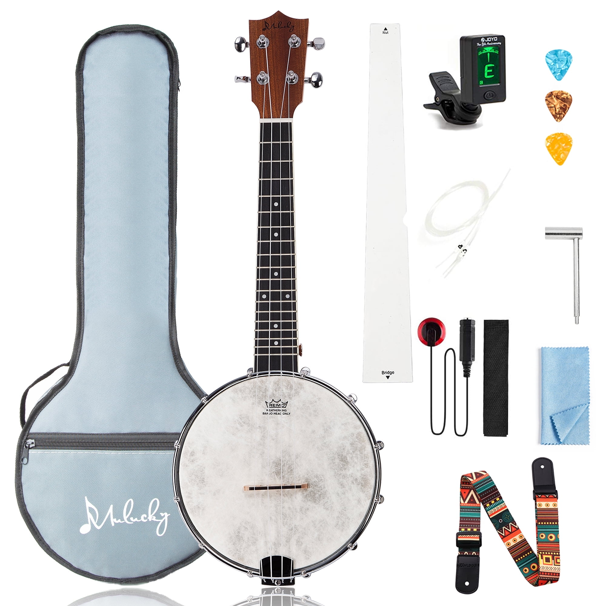 Mulucky 4 String Banjolele, Banjo Ukulele Concert Size 23 Inch with ...