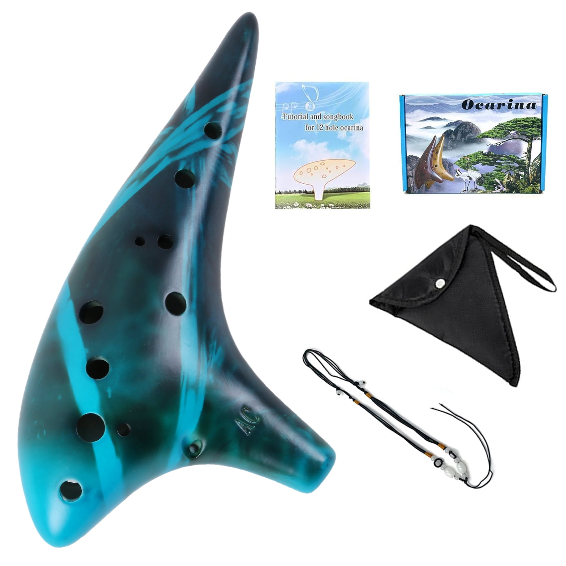 Mulucky Ocarina 12 Hole Alto C Smokey Straw Fired Ceramic Ocarina with ...