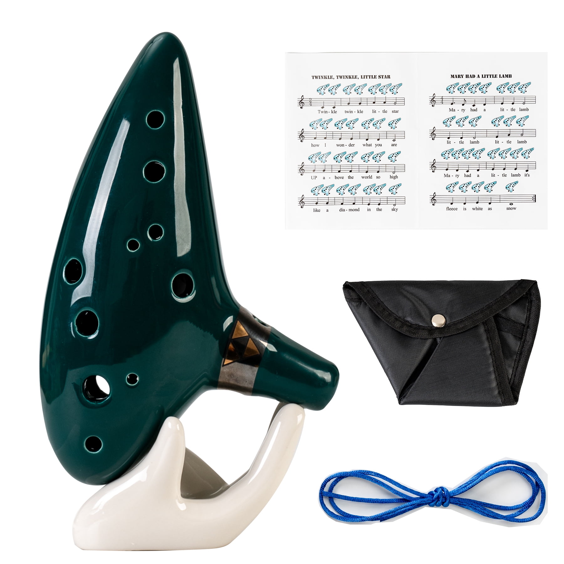 Mulucky Ocarina 12 Tones Alto C with Song Book Display Stand Neck Cord - Dark Green - Walmart.com
