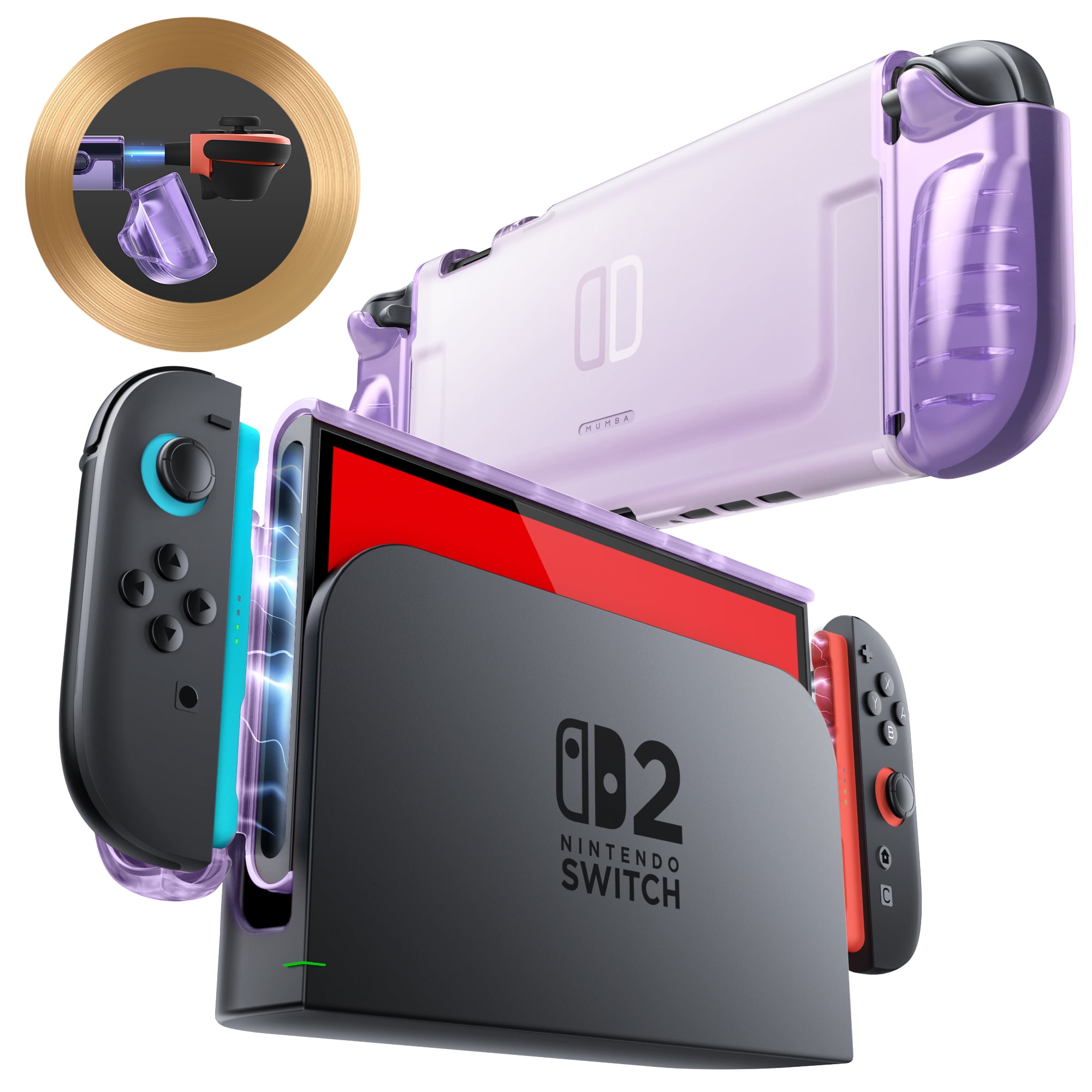 Mumba Slim Clear Case for Nintendo Switch 2 2025, Crystal Protective Clear Back Cover with Quick ...