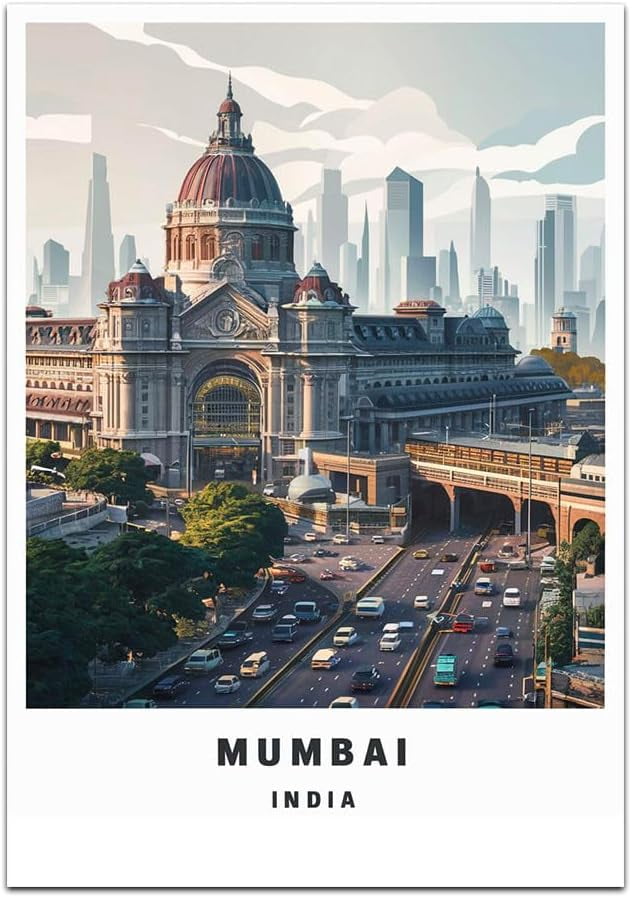 Mumbai Map Retro Style Travel Canvas, Mumbai Map Vintage Rustic Canvas ...