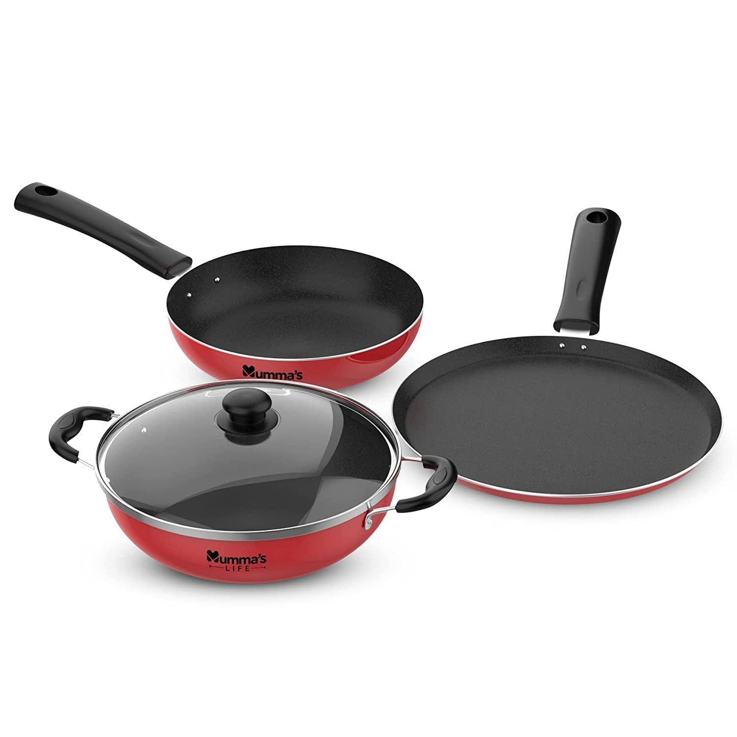 Mumma's LIFE- Non Stick Aluminium Cookware Set 24cm with 3MM Thickness ...