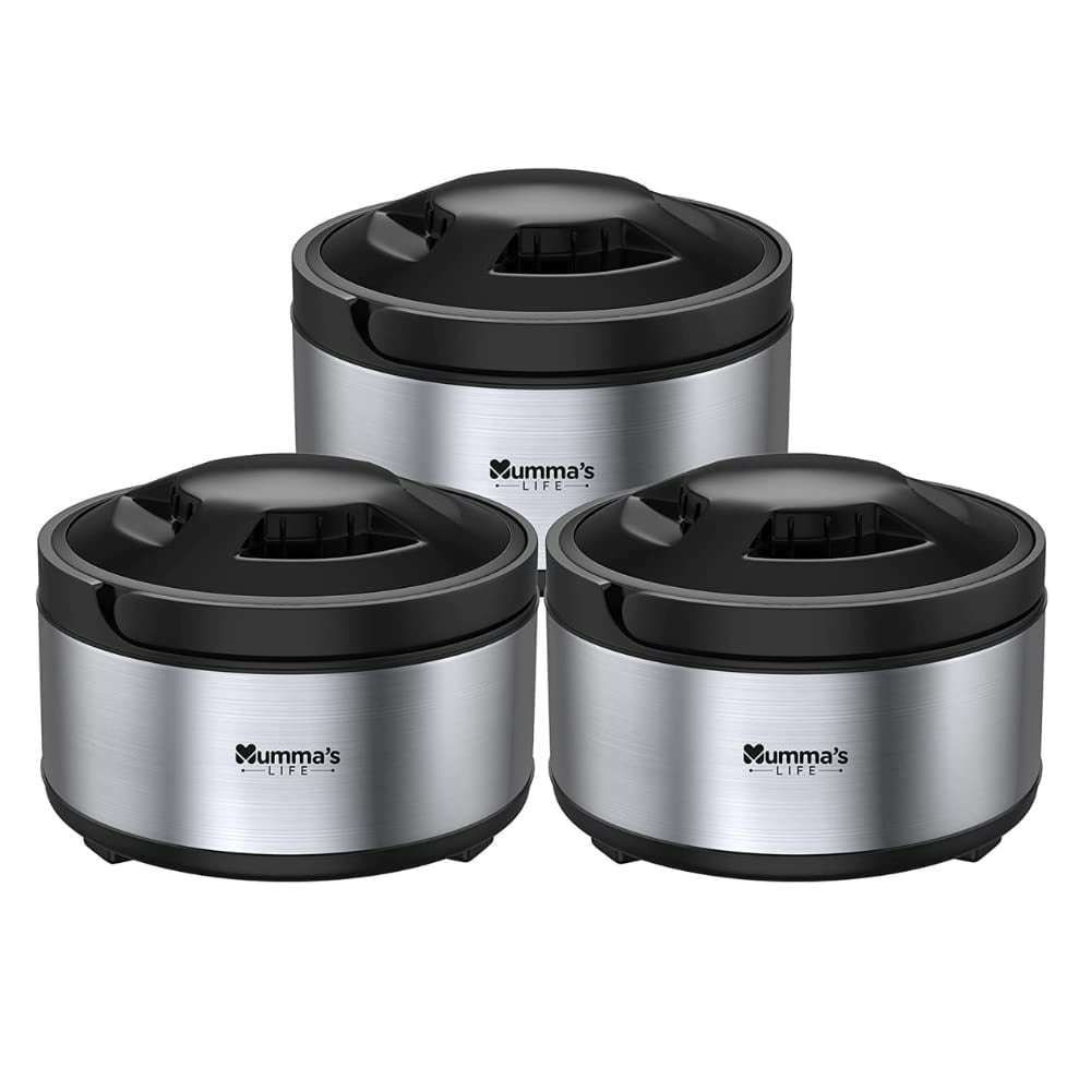 Mumma's LIFE Stainless Steel Thermosteel Casserole Set of 3 for Kitchen ...