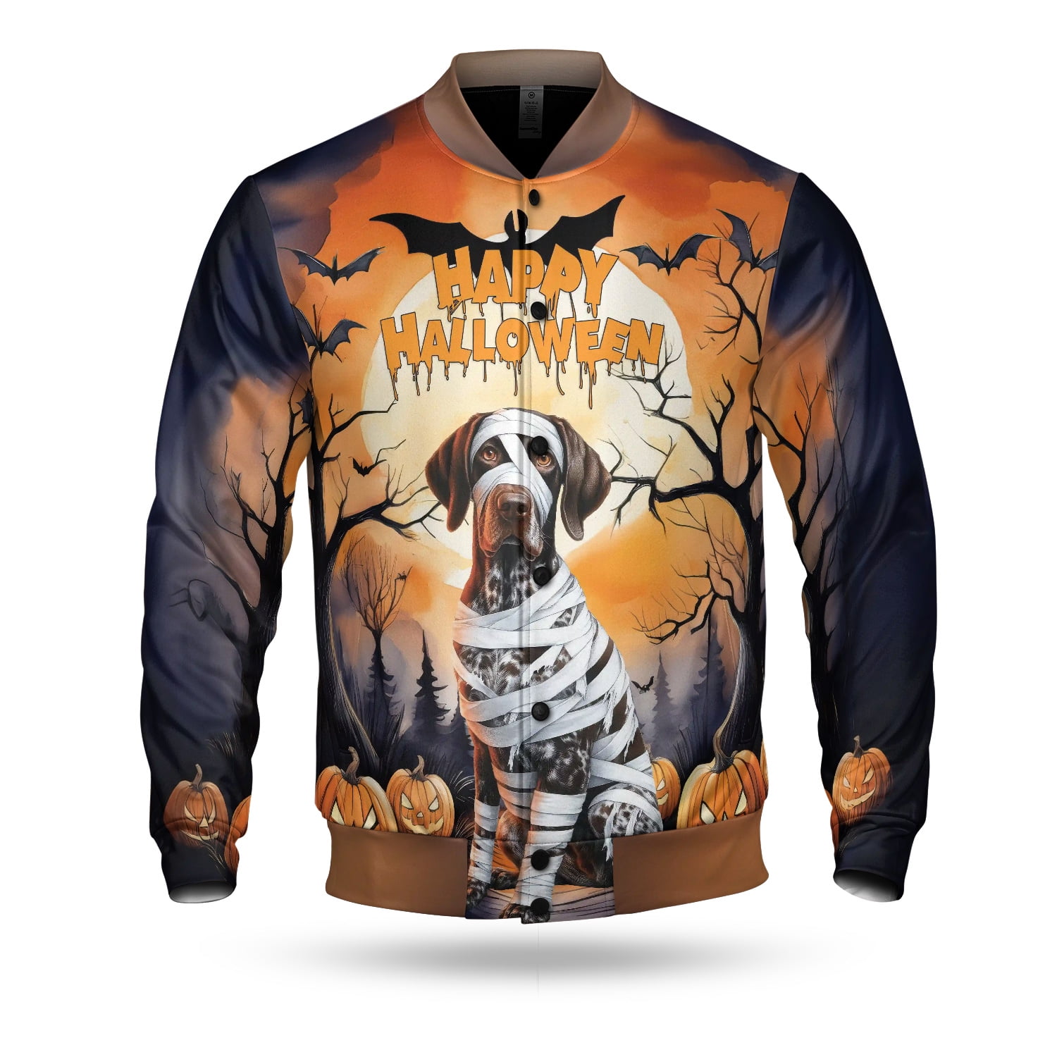 Mummy German Shorthaired Pointer Happy Halloween with Pumpkins Bats ...