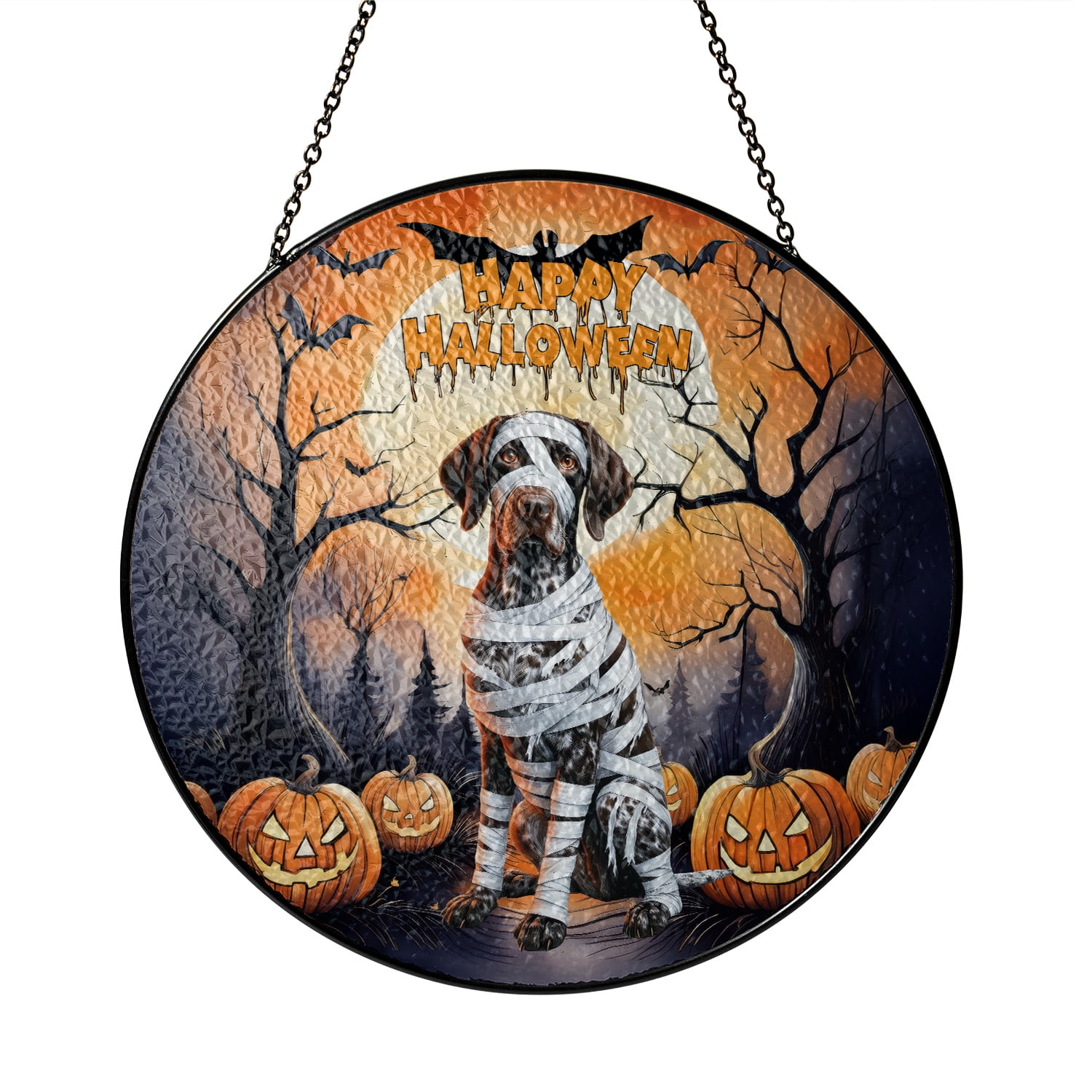 Mummy German Shorthaired Pointer Happy Halloween with Pumpkins Bats ...