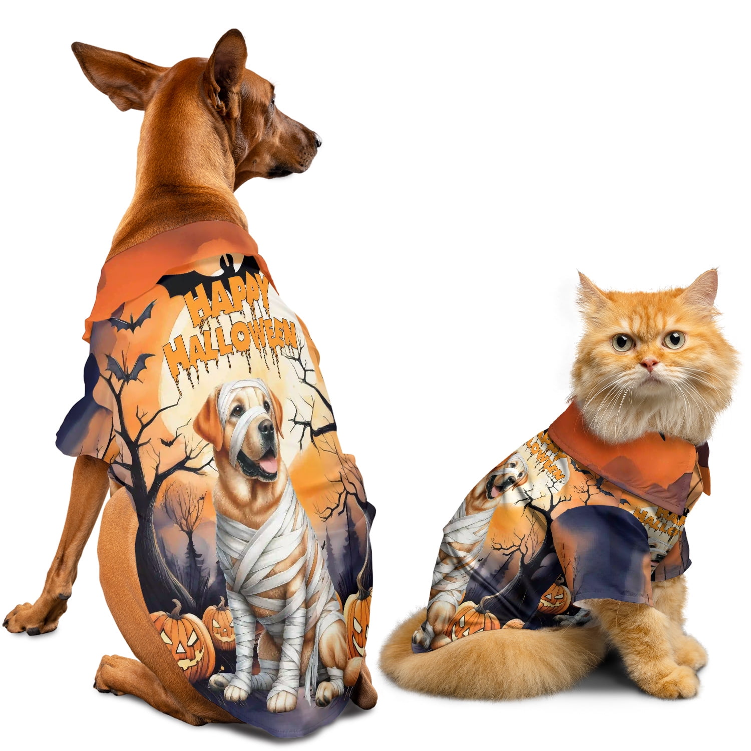 Mummy Labrador Retriever Happy Halloween with Pumpkins Bats Spooky Fun ...