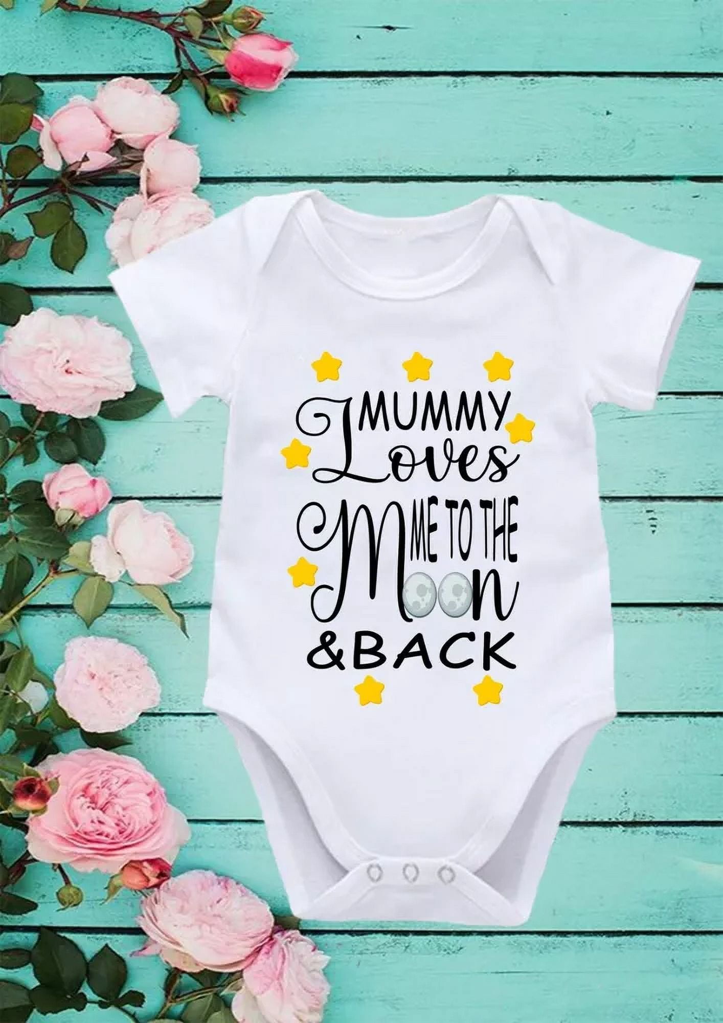 Mummy Loves Me To The Moon And Back Cute Baby Shower Gift Bodysuit Vest ...