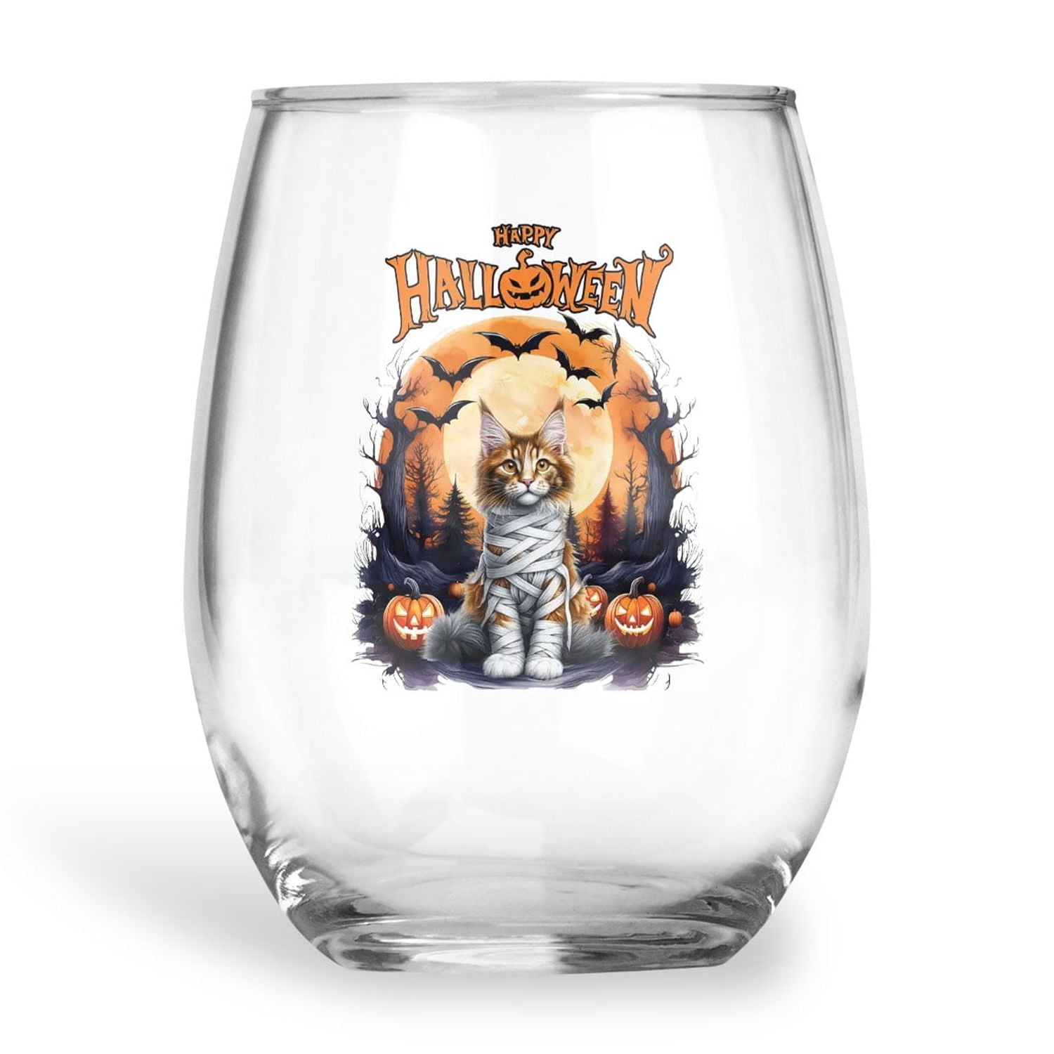 Mummy Maine Coon Happy Halloween with Pumpkins Bats Spooky Fun 15oz ...