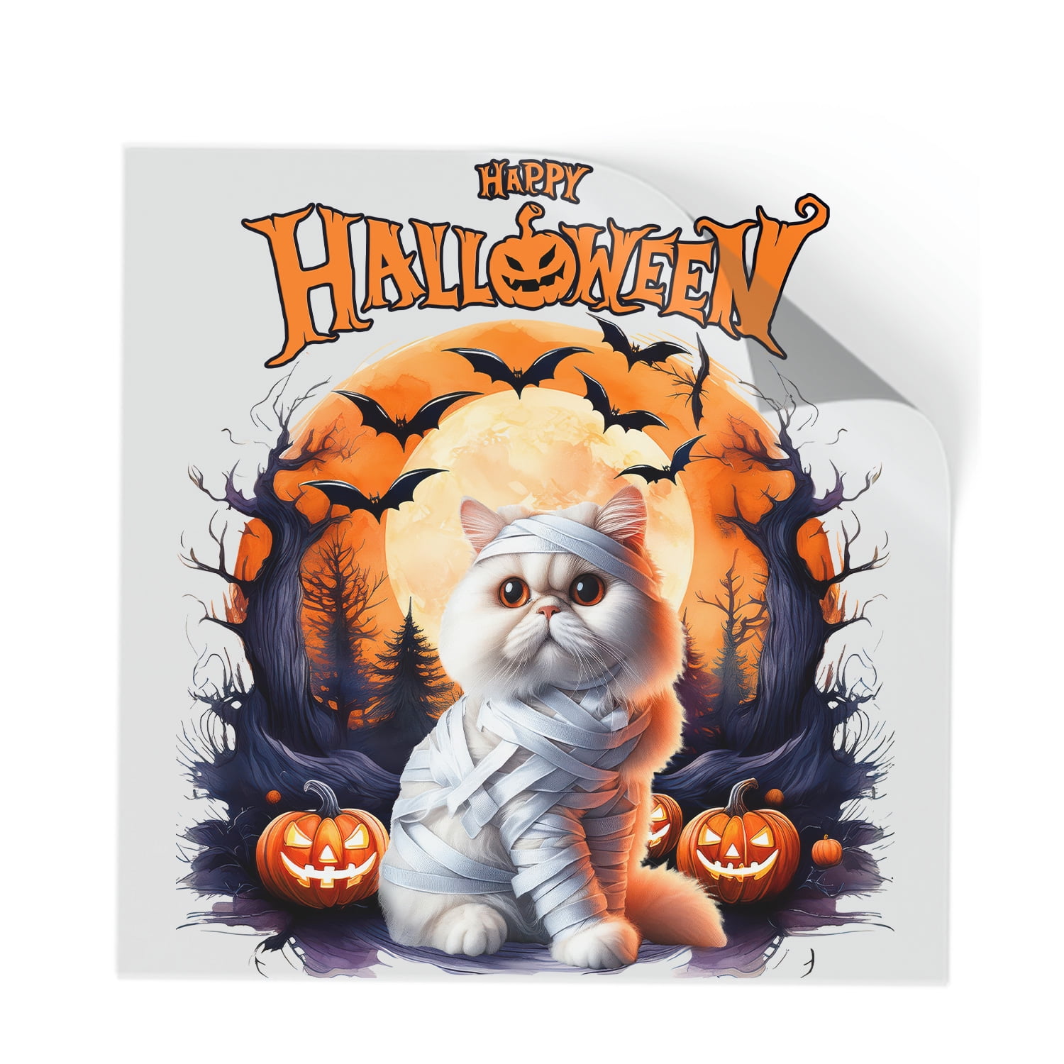 Mummy Persian Happy Halloween with Pumpkins Bats Spooky Fun Cutout ...