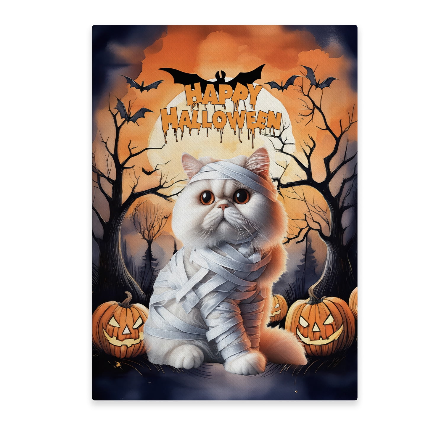 Mummy Persian Happy Halloween with Pumpkins Bats Spooky Fun Vertical ...