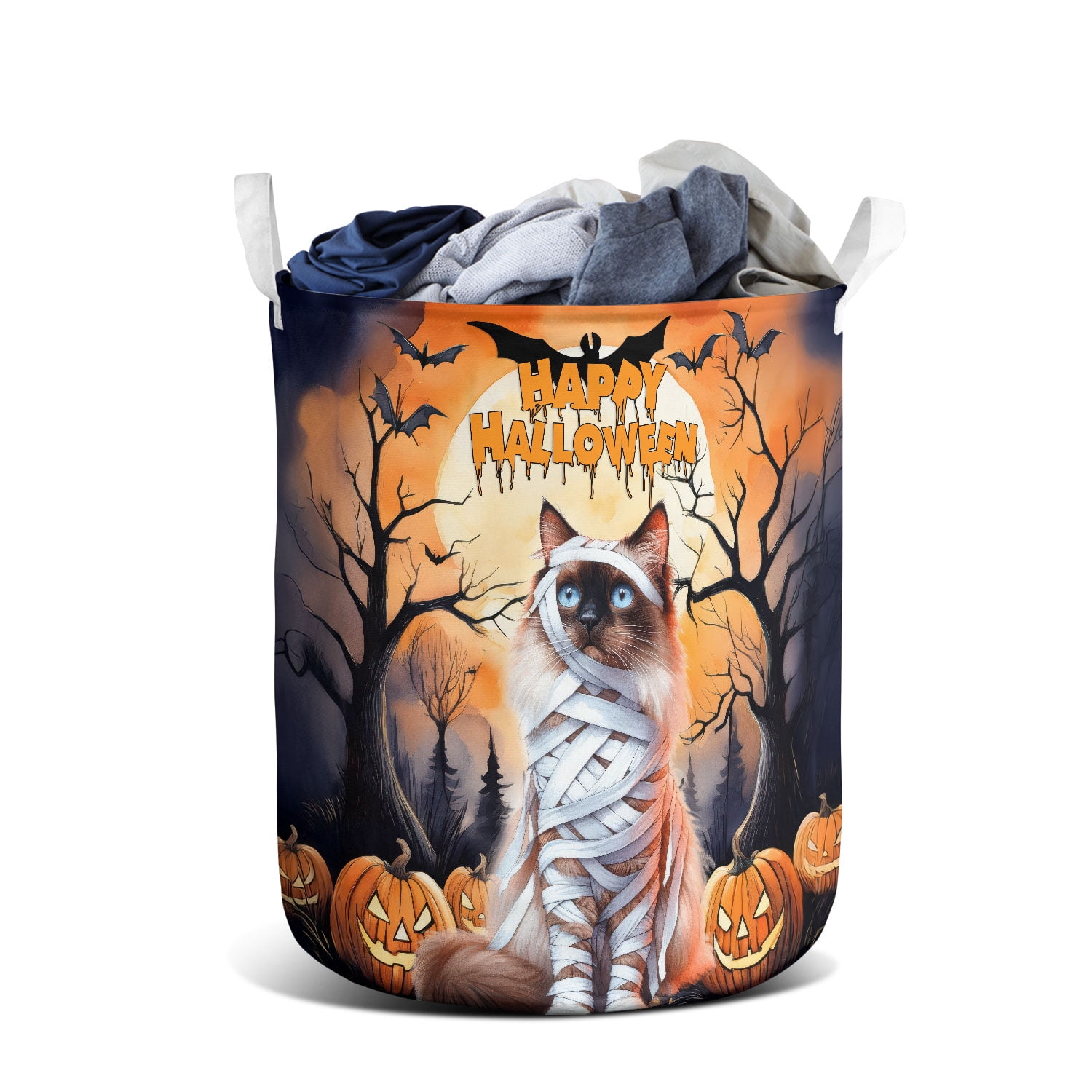 Mummy Ragdoll Happy Halloween with Pumpkins Bats Spooky Fun Foldable ...