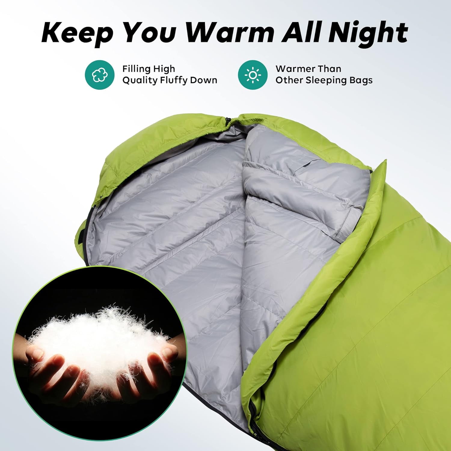 Mummy Sleeping Bag, 4 Season Warm & Cold Weather Camping Sleeping Bag ...