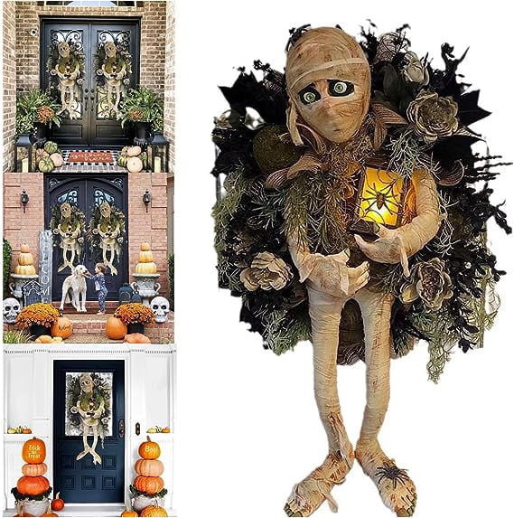 Mummy Wreath for Halloween, 2023 New Halloween Mummy Wreath for Front ...
