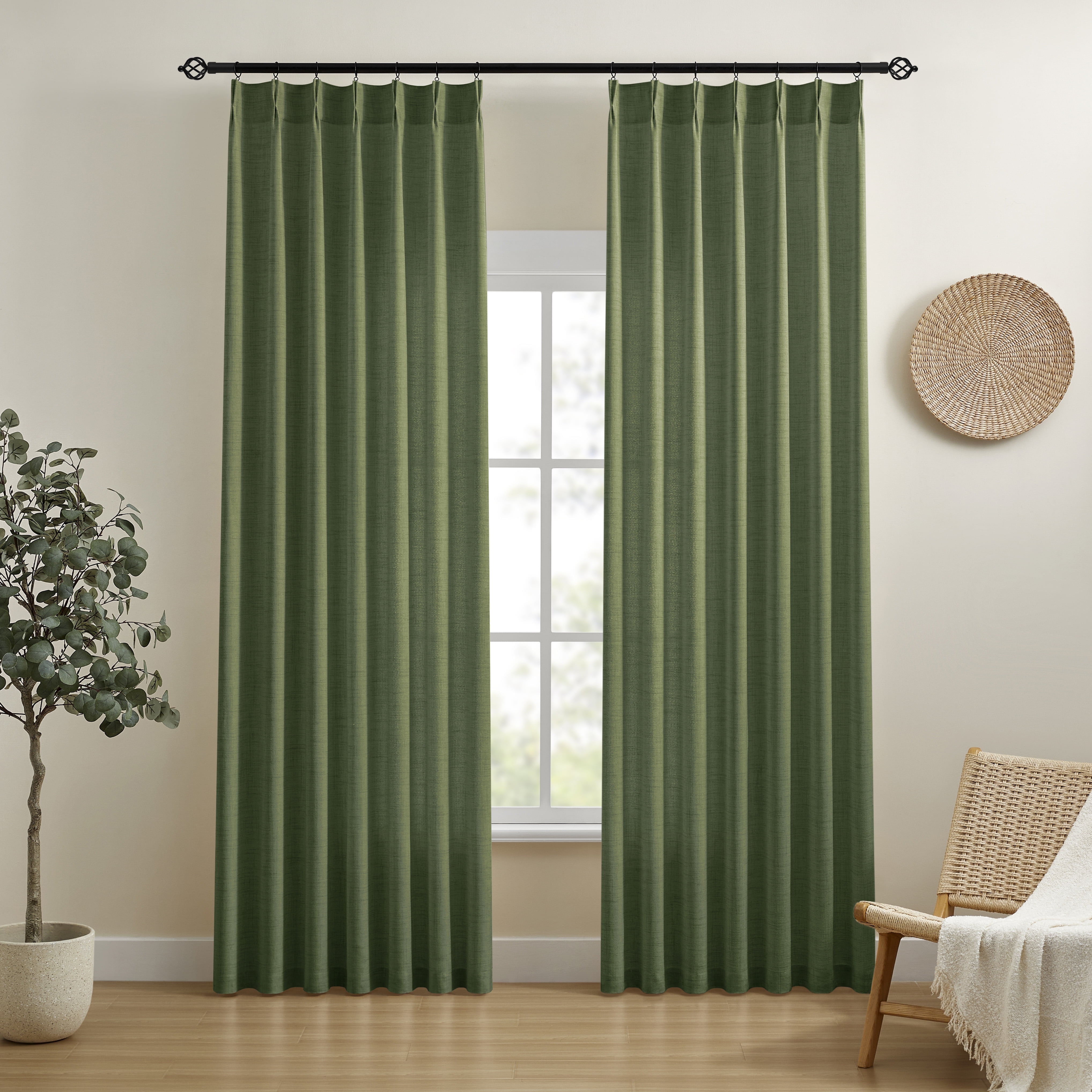 Mumo Pinch Pleated Light Filtering Linen Blended Curtains, Boho Back ...