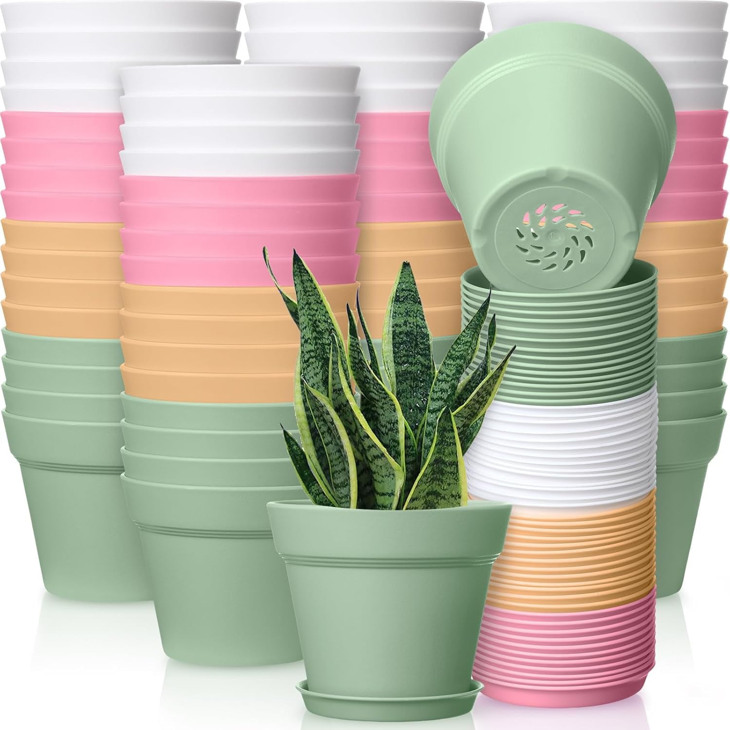Mumufy 54 Pack 4 Inch Plant Pots Bulk Small Planter with Drainage Hole ...