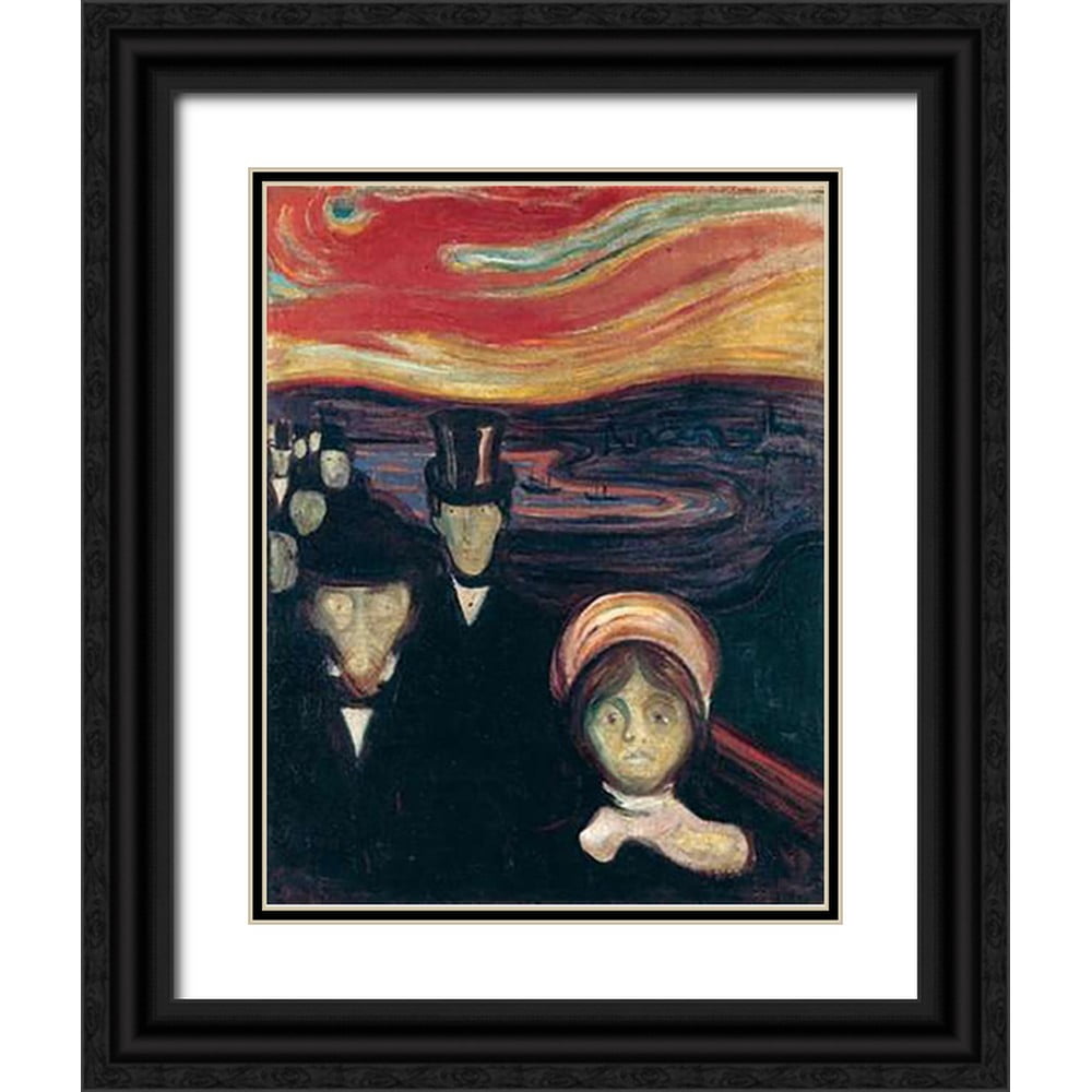 Munch, Edvard 12x14 Black Ornate Wood Framed with Double Matting Museum ...
