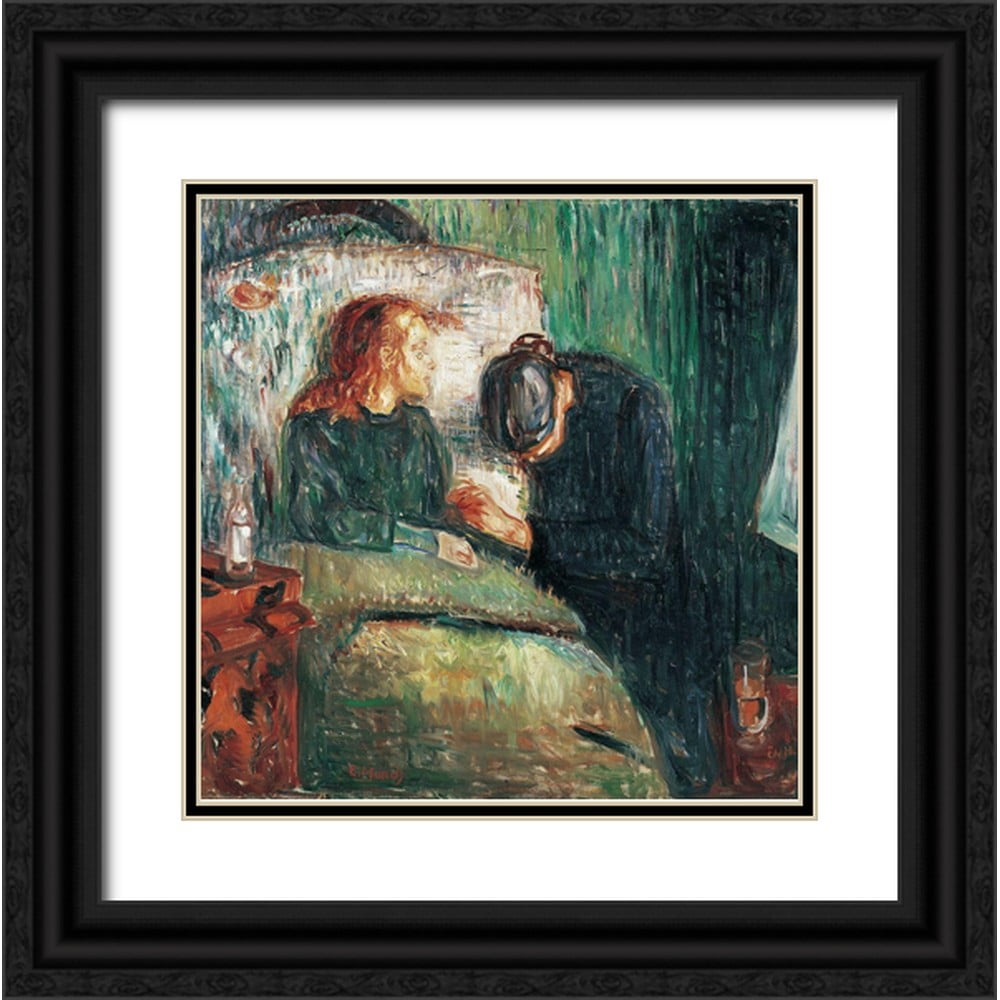 Munch, Edvard 15x15 Black Ornate Wood Framed with Double Matting Museum ...