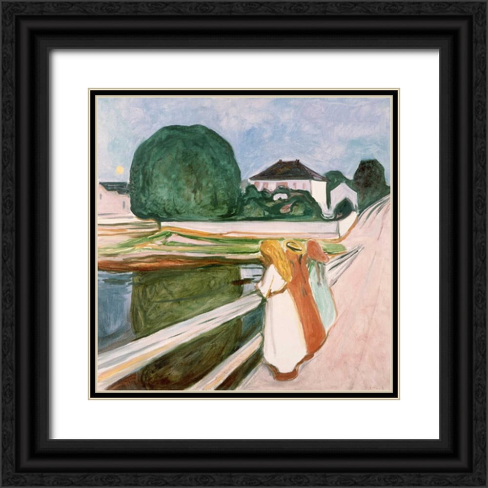 Munch, Edvard 26x26 Black Ornate Wood Framed with Double Matting Museum ...