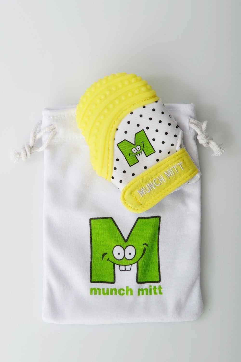 Munch Mitt Mini Baby Teething Mitten - Yellow, Silicone Glove Hand Chew ...