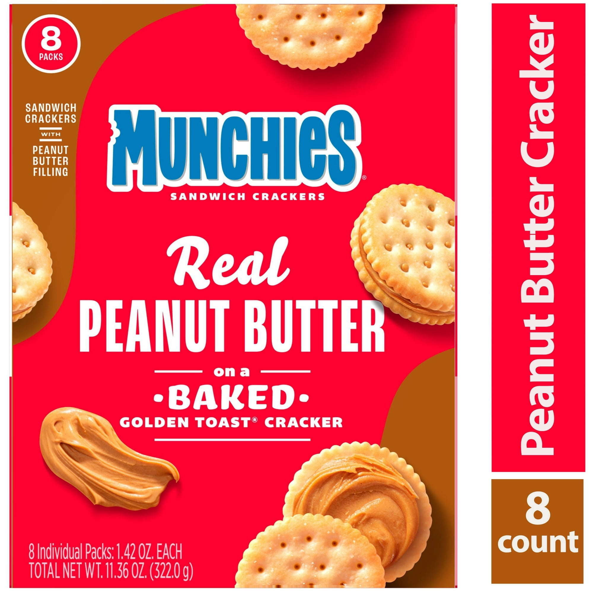 Munchies Peanut Butter Sandwich Crackers, 1.42 oz, 8 Count (Pack of 6 ...