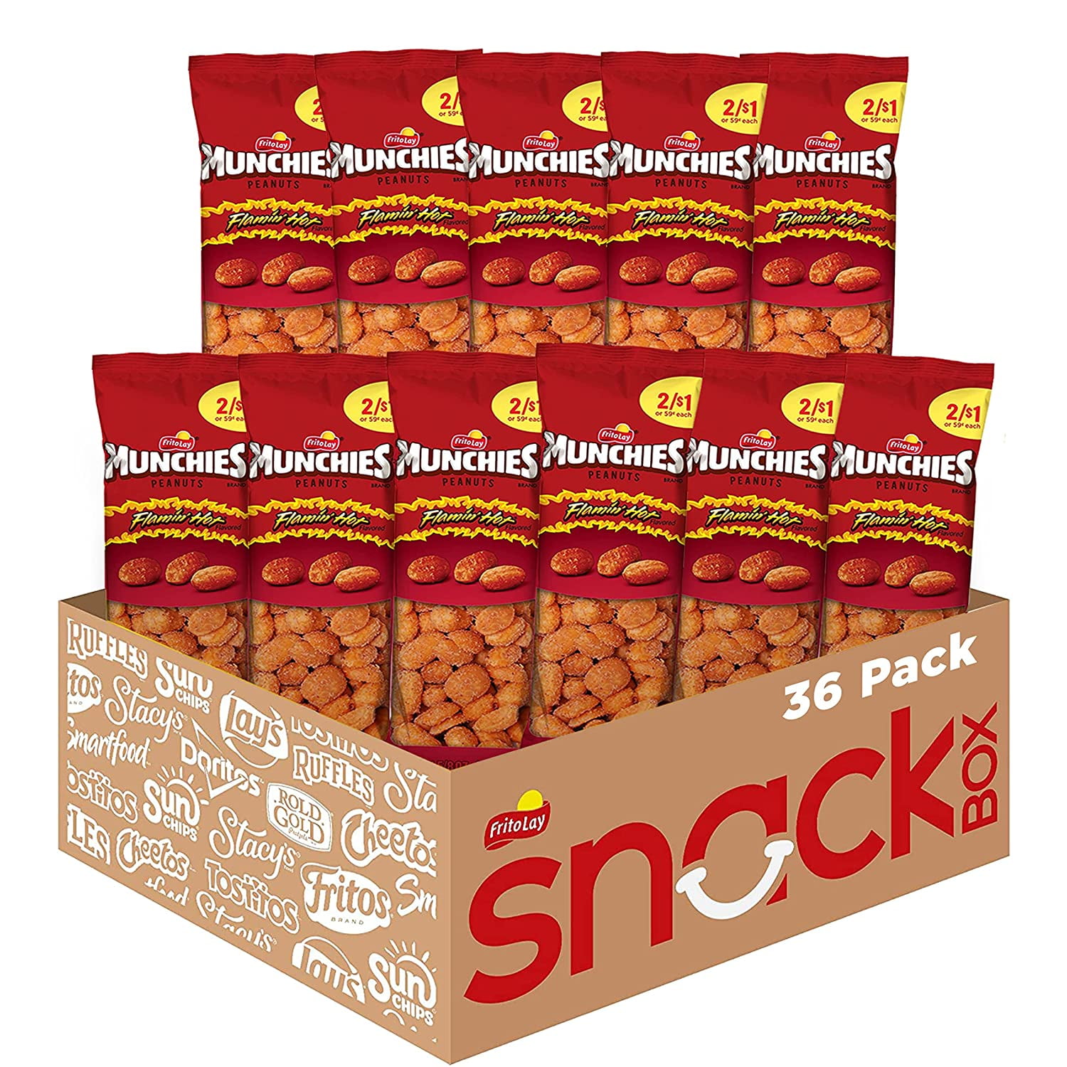 Munchies Peanuts Flamin Hot 1 625oz 36 Count