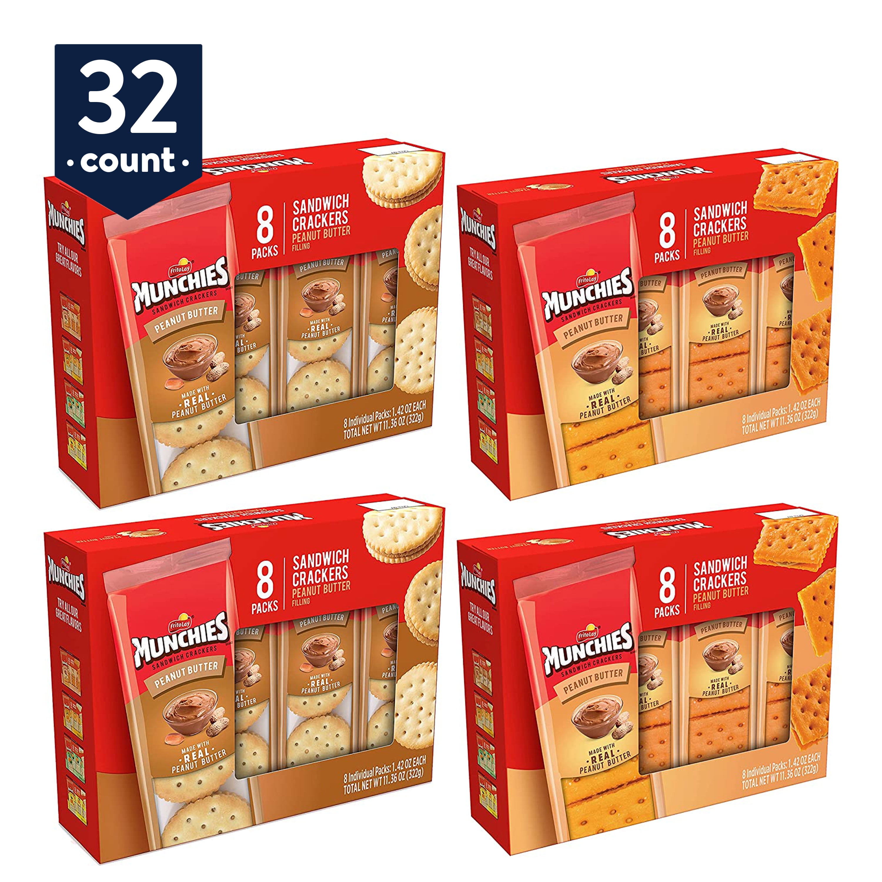 Munchies Sandwich Crackers Cheese and Peanut Butter Variety Pack, 1.42 ...