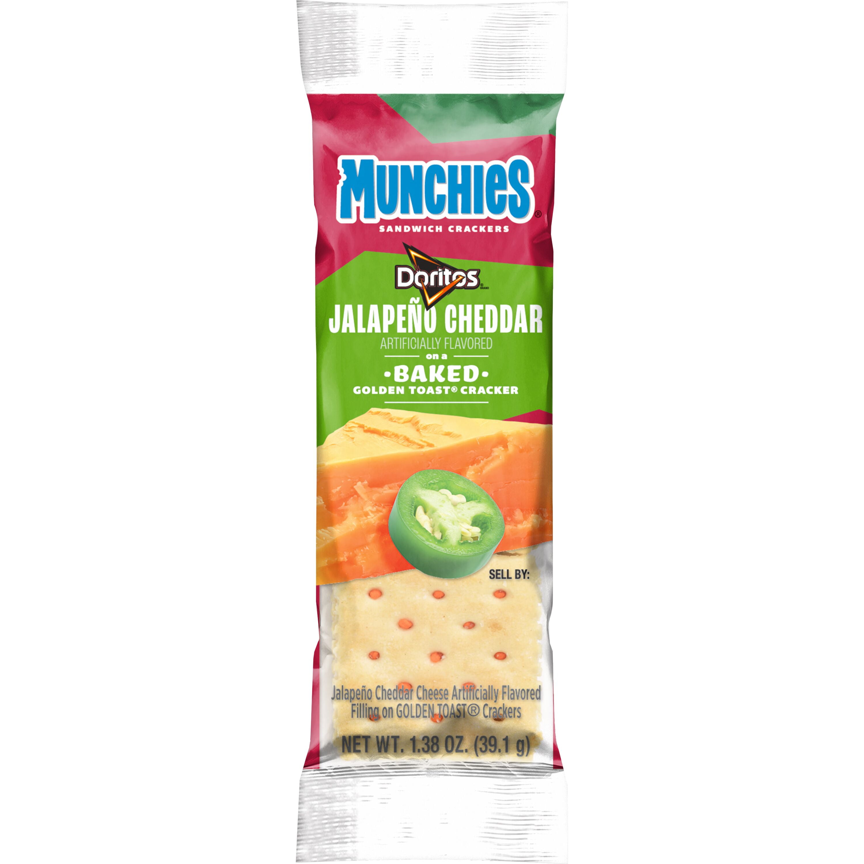 Munchies Sandwich Crackers, Doritos Jalapeno Cheddar Flavored, 1.38oz ...