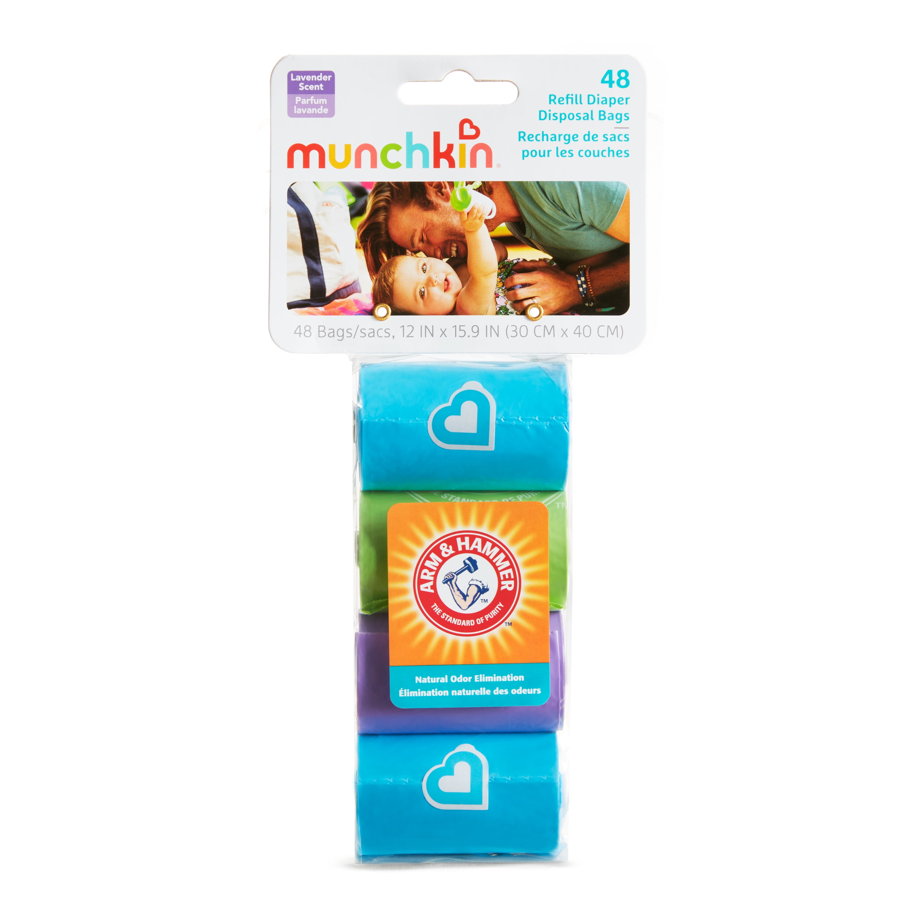 Munchkin Arm & Hammer Infant Diaper Bag Refills, Blue, Lavender Scent ...
