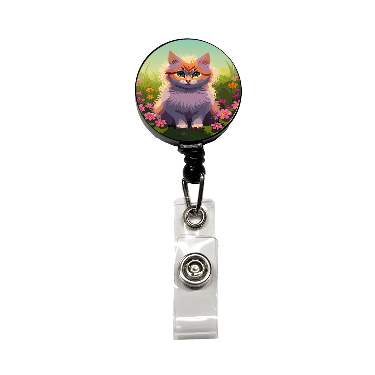 Munchkin Cat in Flower Garden Retractable Reel ID Badge Key Card Name ...