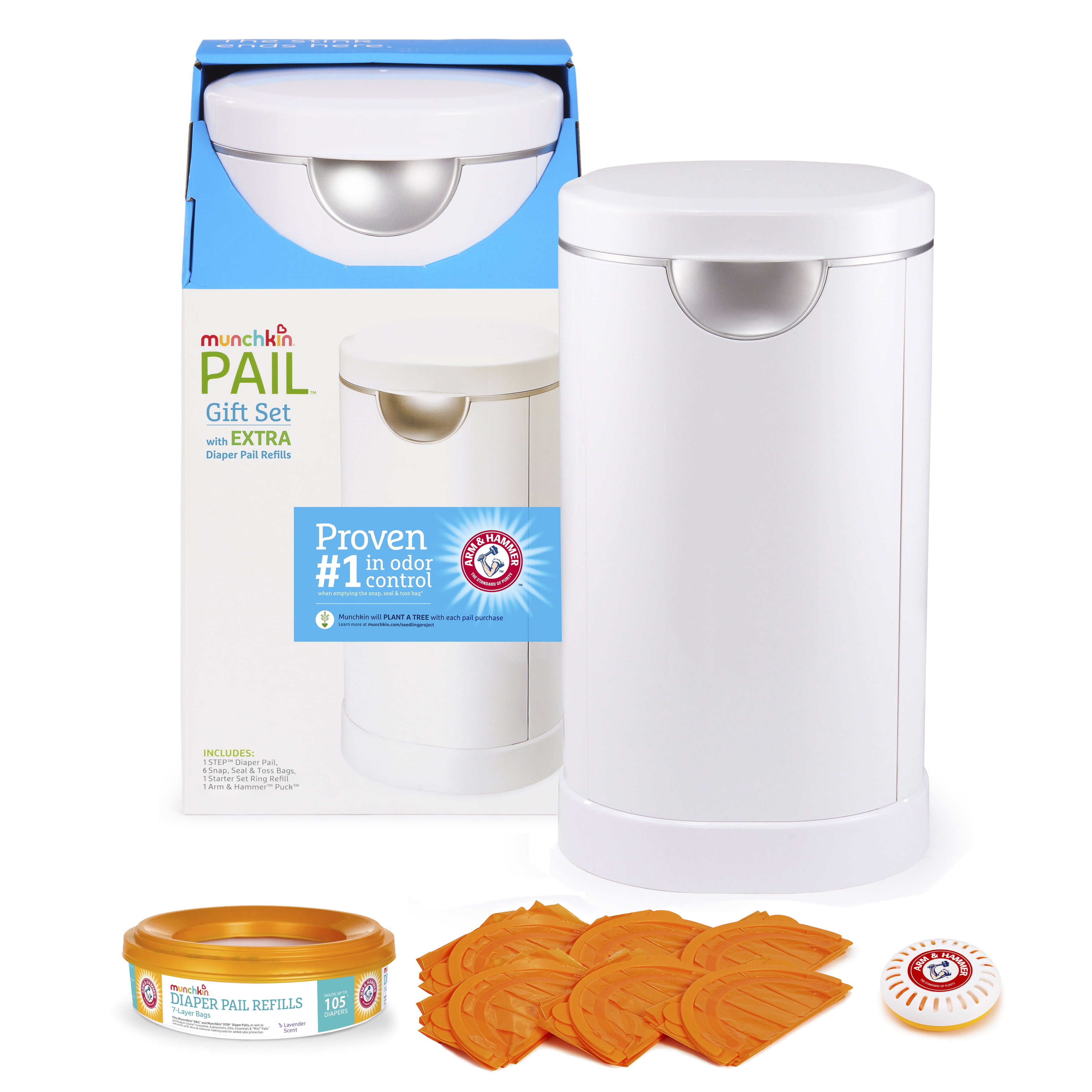 Munchkin Diaper Pail Infant Starter Set, Proven #1 in Odor Control ...