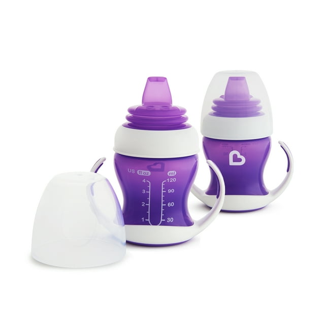 Munchkin® Gentle™ Transition Sippy Trainer Cup, 4 oz, Purple, 2 Pack ...