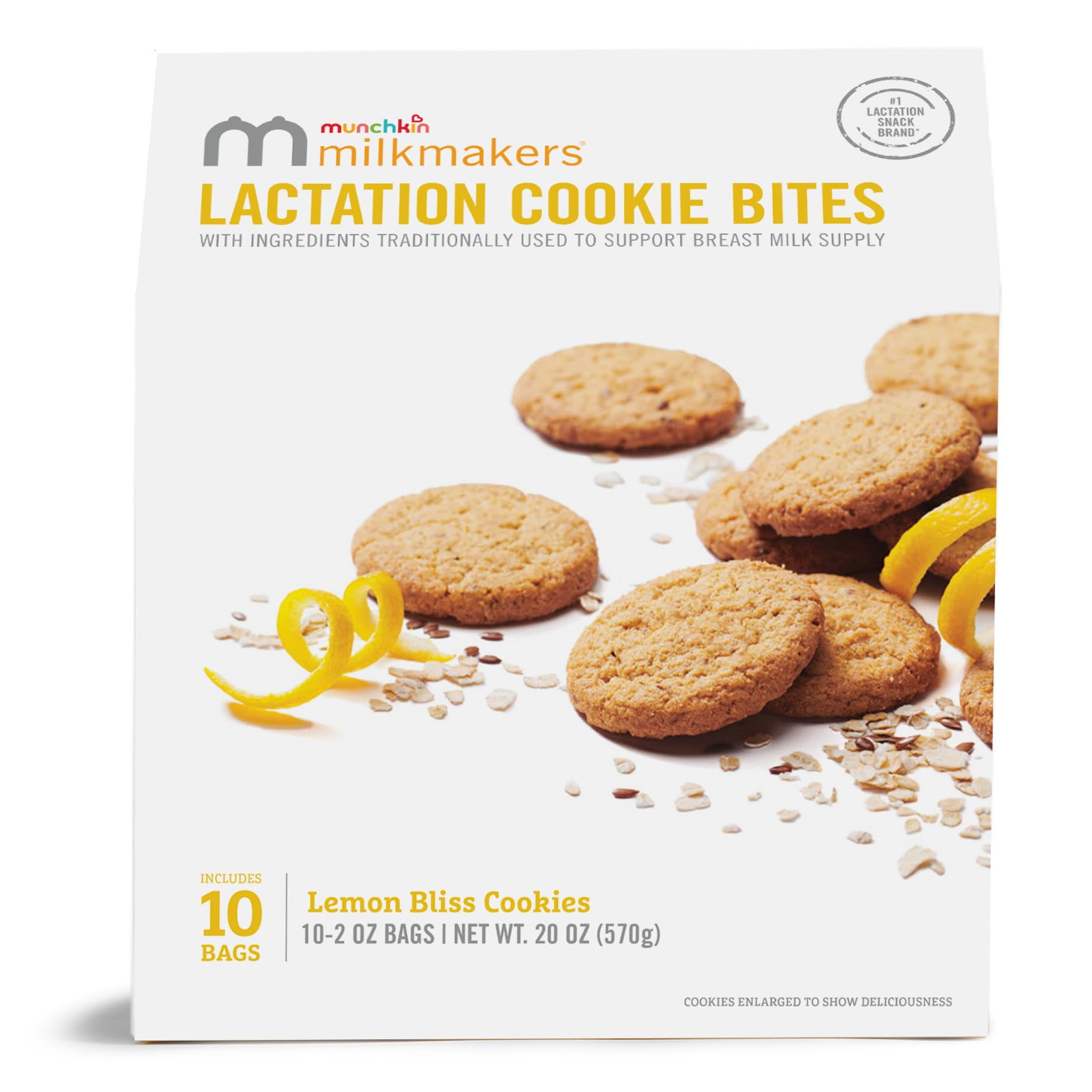 Munchkin Milkmakers Lactation Cookie YPF5 Bites, Lemon Bliss, 10 Ct ...