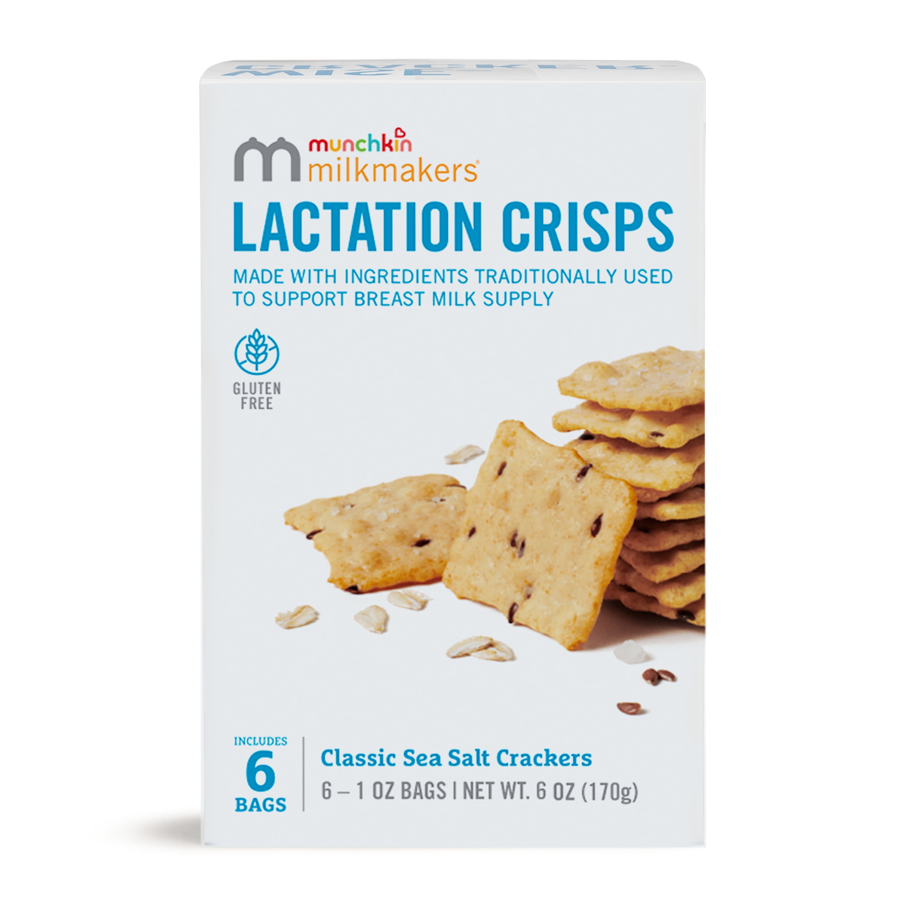 Munchkin Lactation Crisps Sea Salt Crackers 6 Count Breastfeeding Snack ...